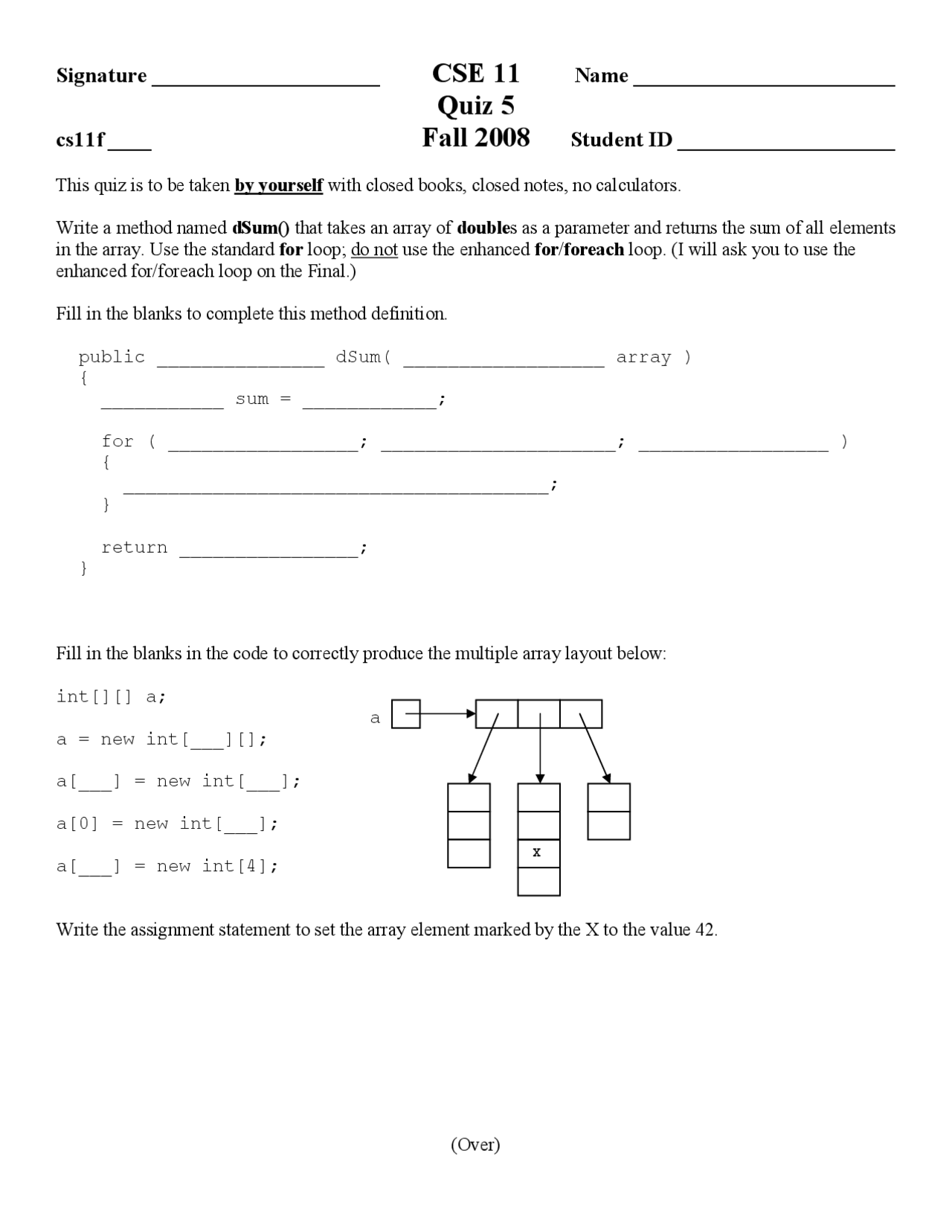Element Marked Computer Science Quiz Docsity