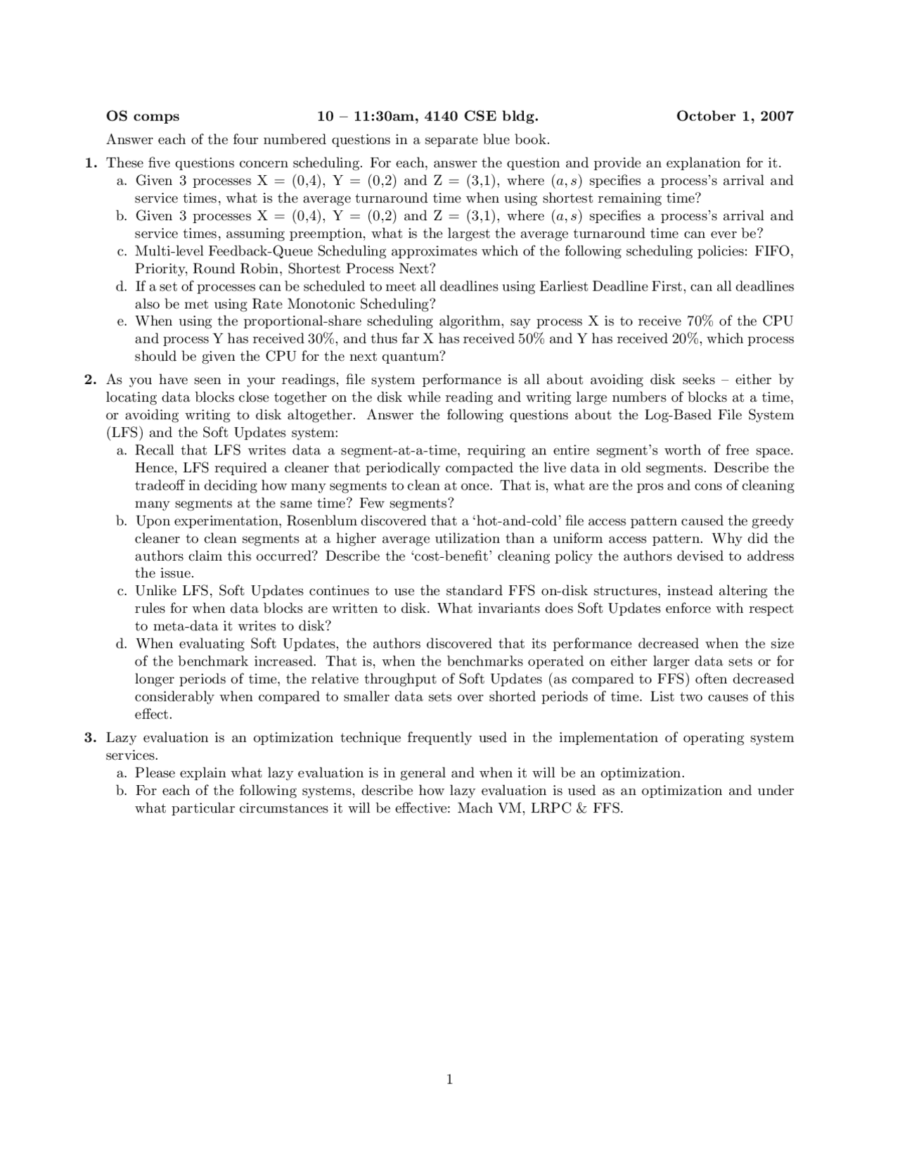 Critical Section - Operating System - Exam | Exams Operating Systems ...