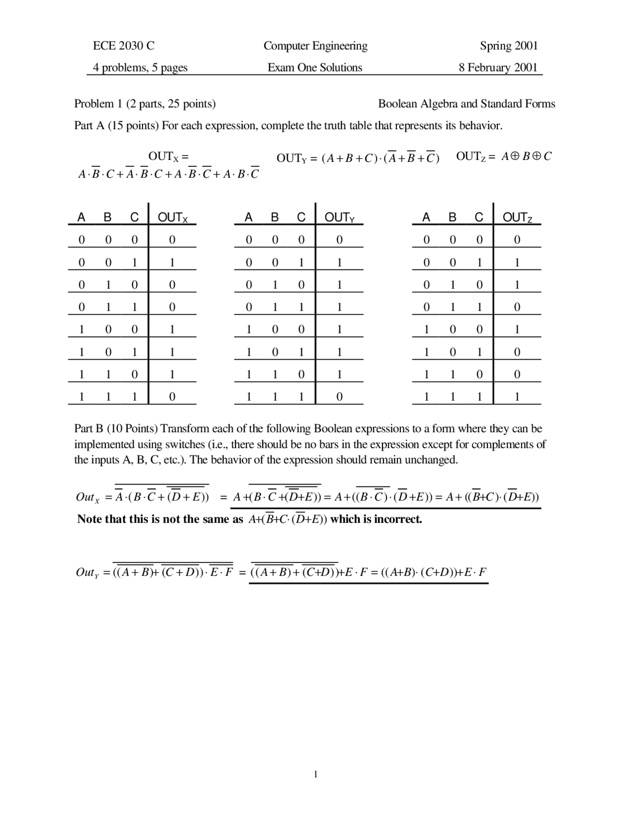 Combinations Of Inputs Computer Engineering Solved Exam Docsity