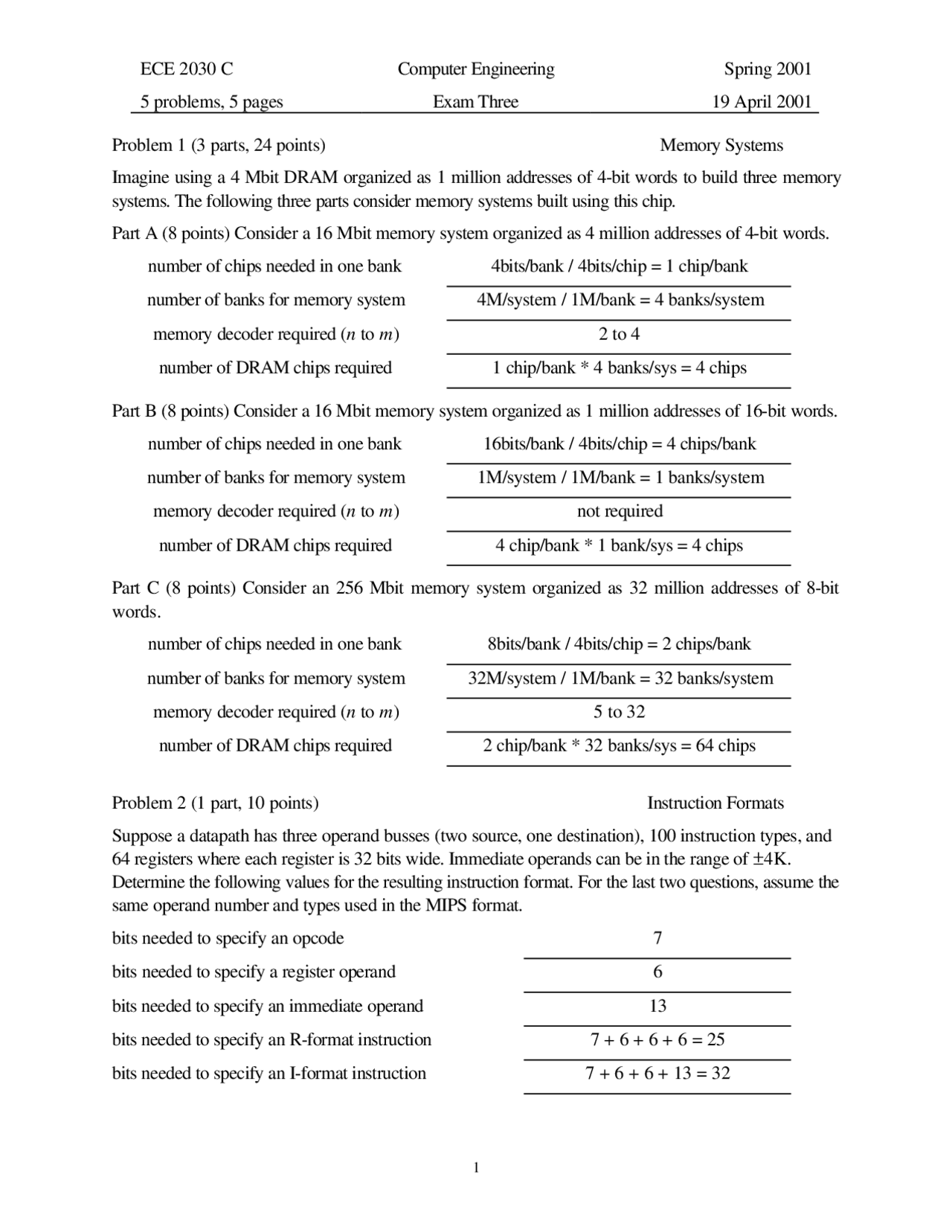 Same Input Value Computer Engineering Solved Exam Docsity