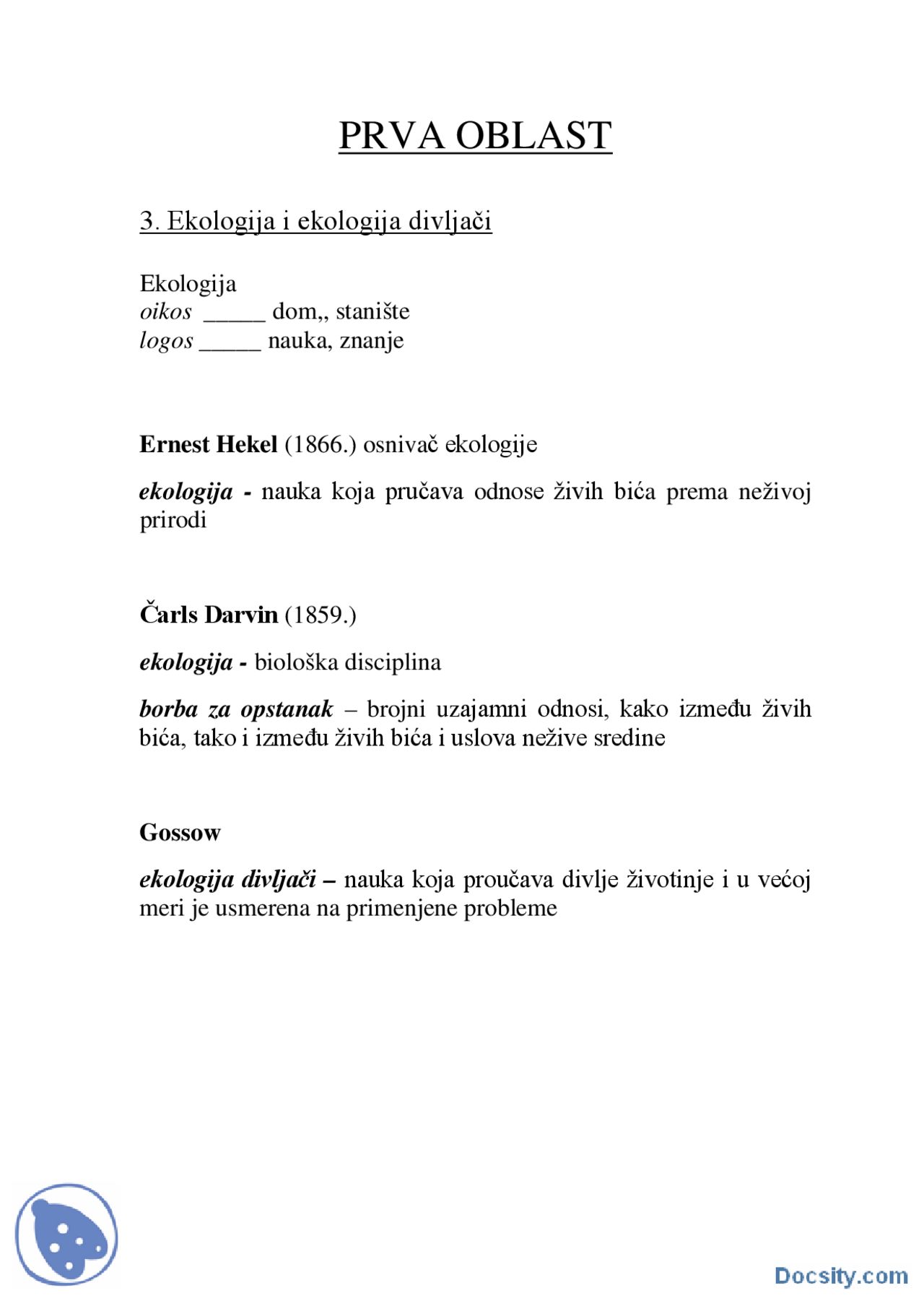 Ekologija i ekologija divljači- Ispit - Šumarstvo | Ispiti' predlog Ekologija - Docsity