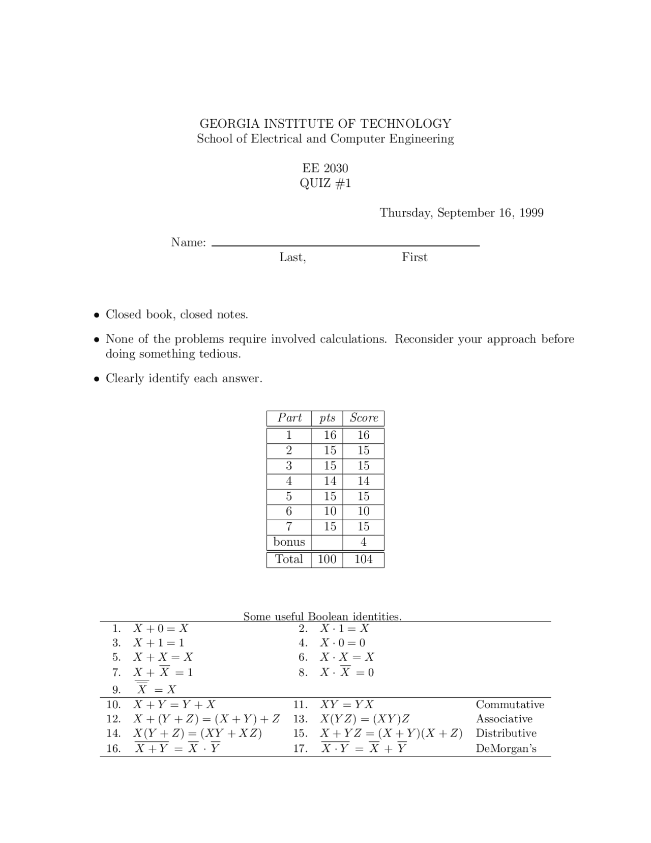 Simplifying - Computer Engineering - Solved Exam - Docsity