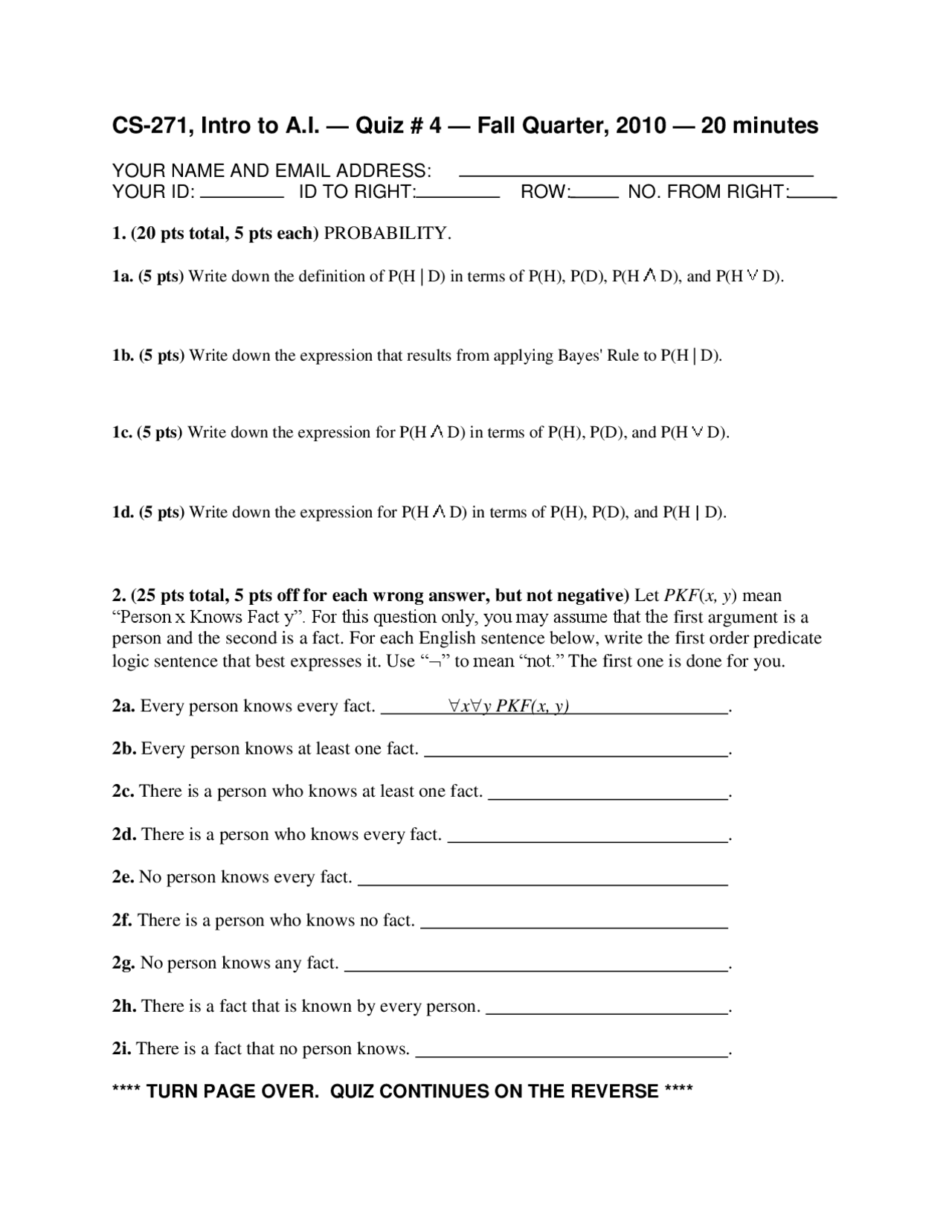 Symmetric Artificial Intelligence Quiz Docsity