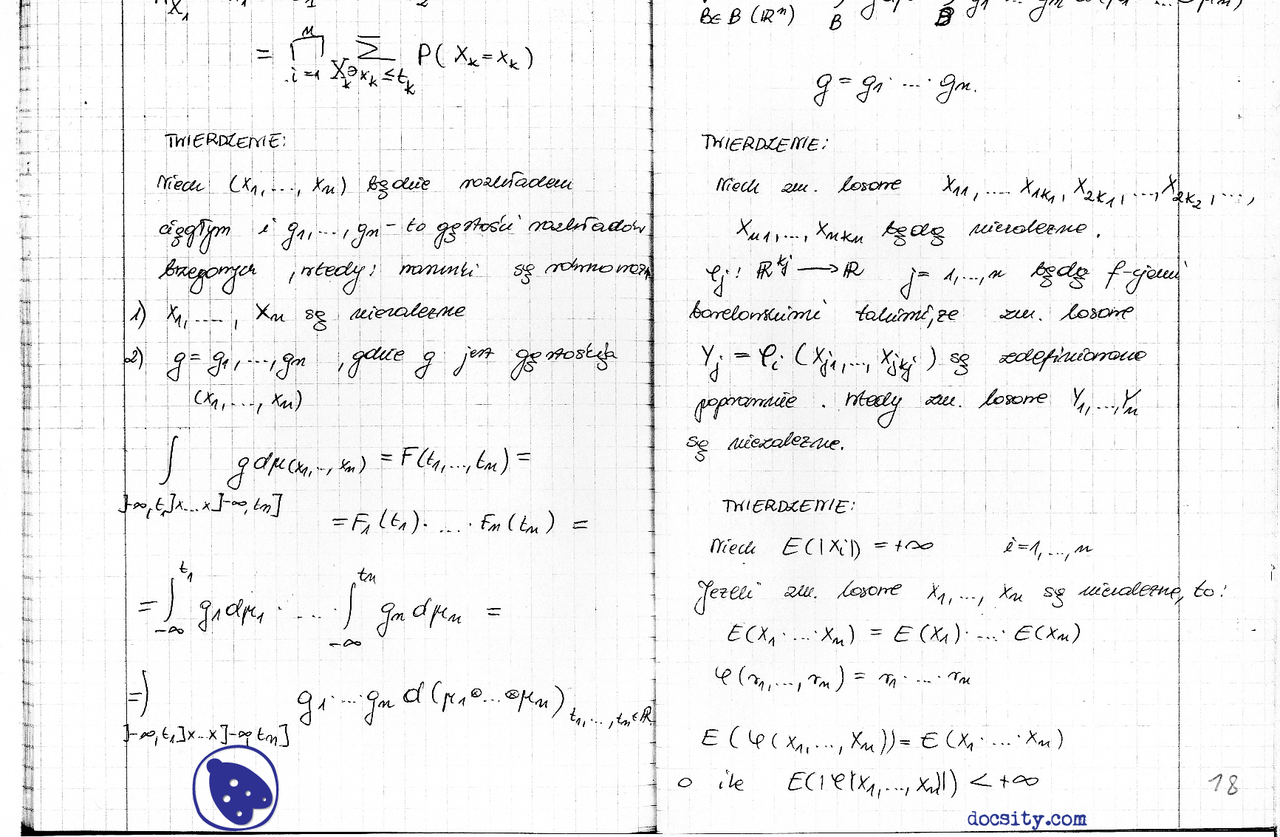 Własności zmiennych losowych niezależnych - Notatki - Procesy ...