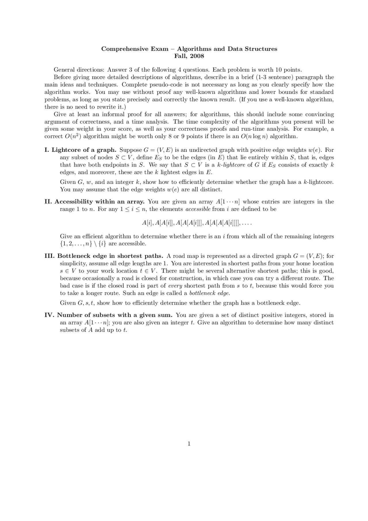 Informal Proof - Algorithms - Past Exam Paper - Docsity