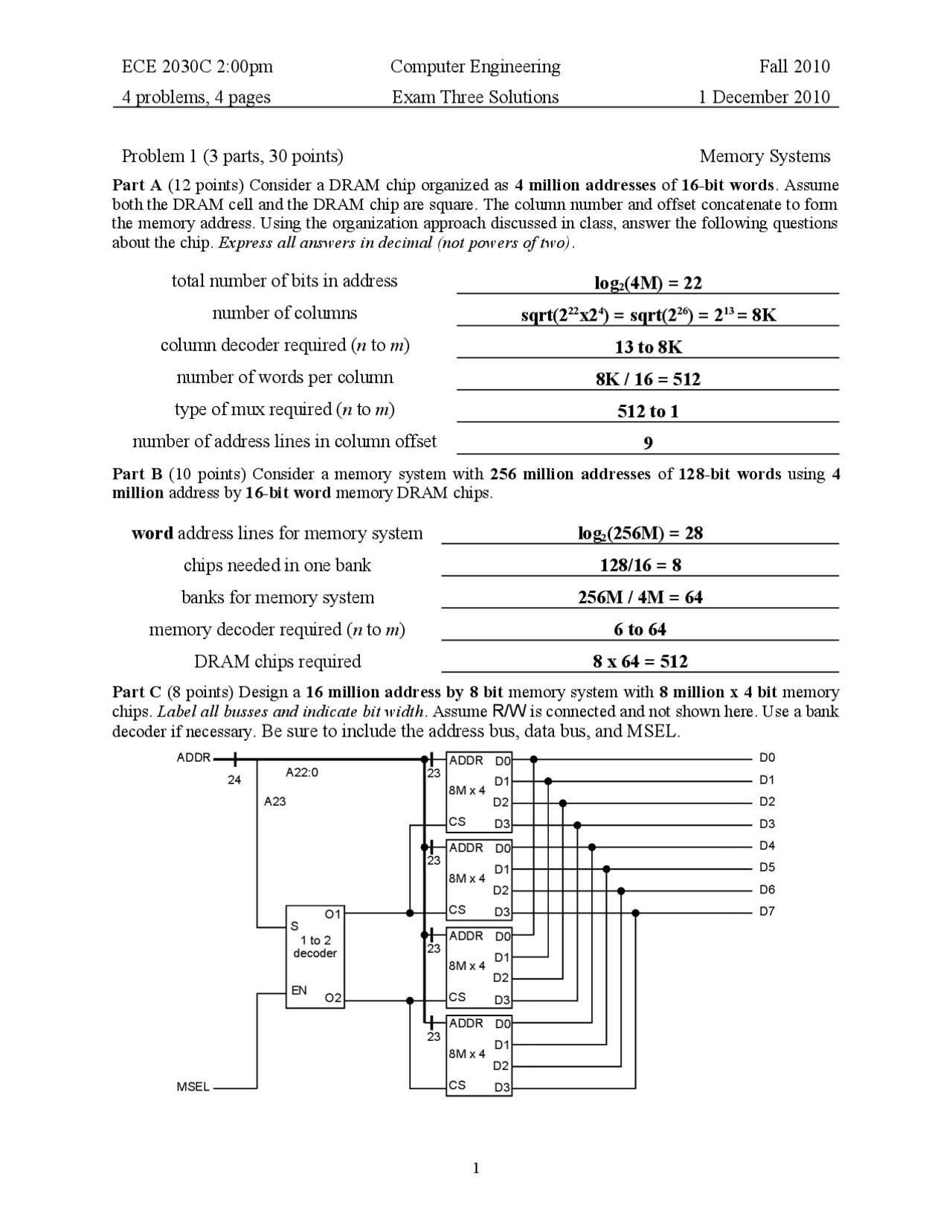 Determine The Output Computer Engineering Solved Exam Docsity