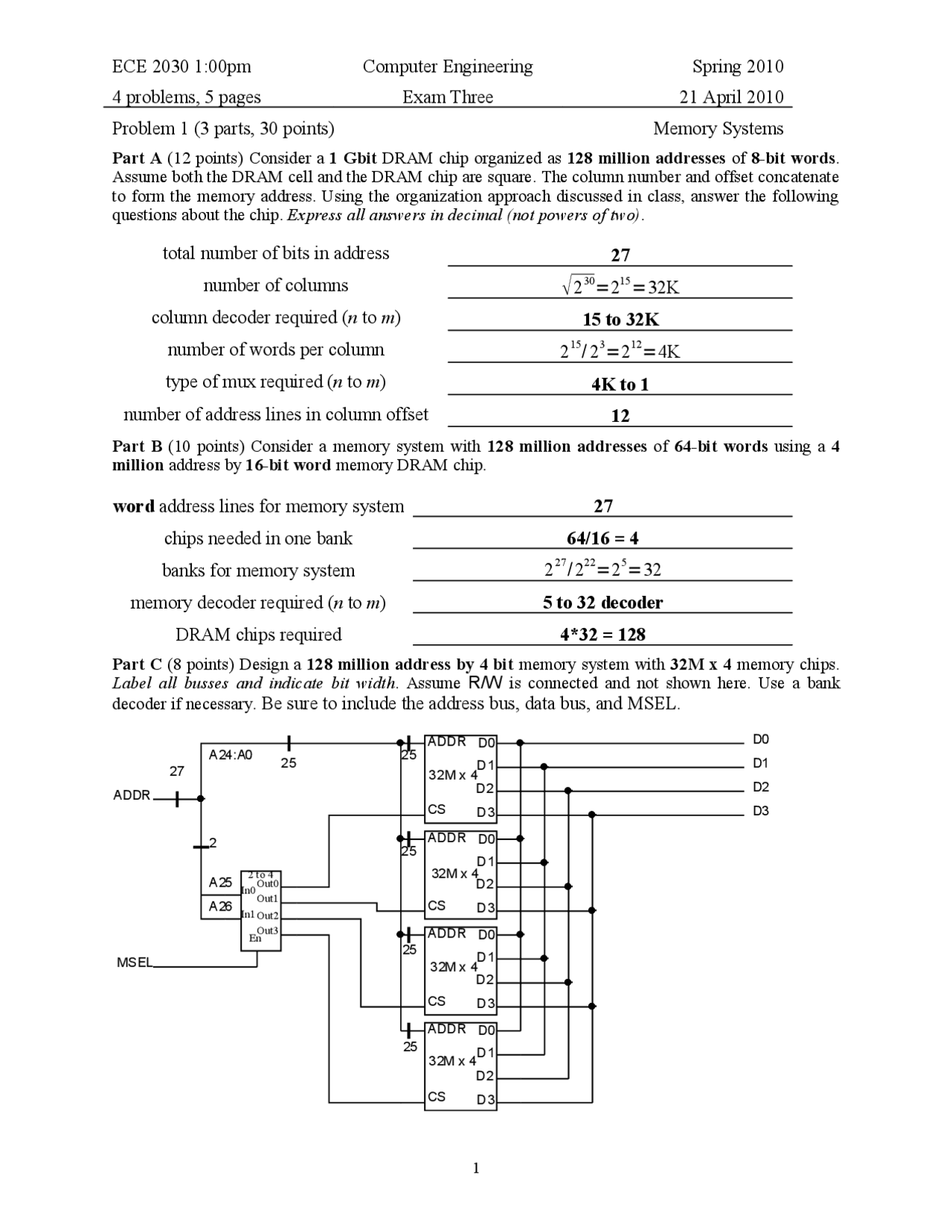 Datapath Elements Computer Engineering Solved Exam Docsity