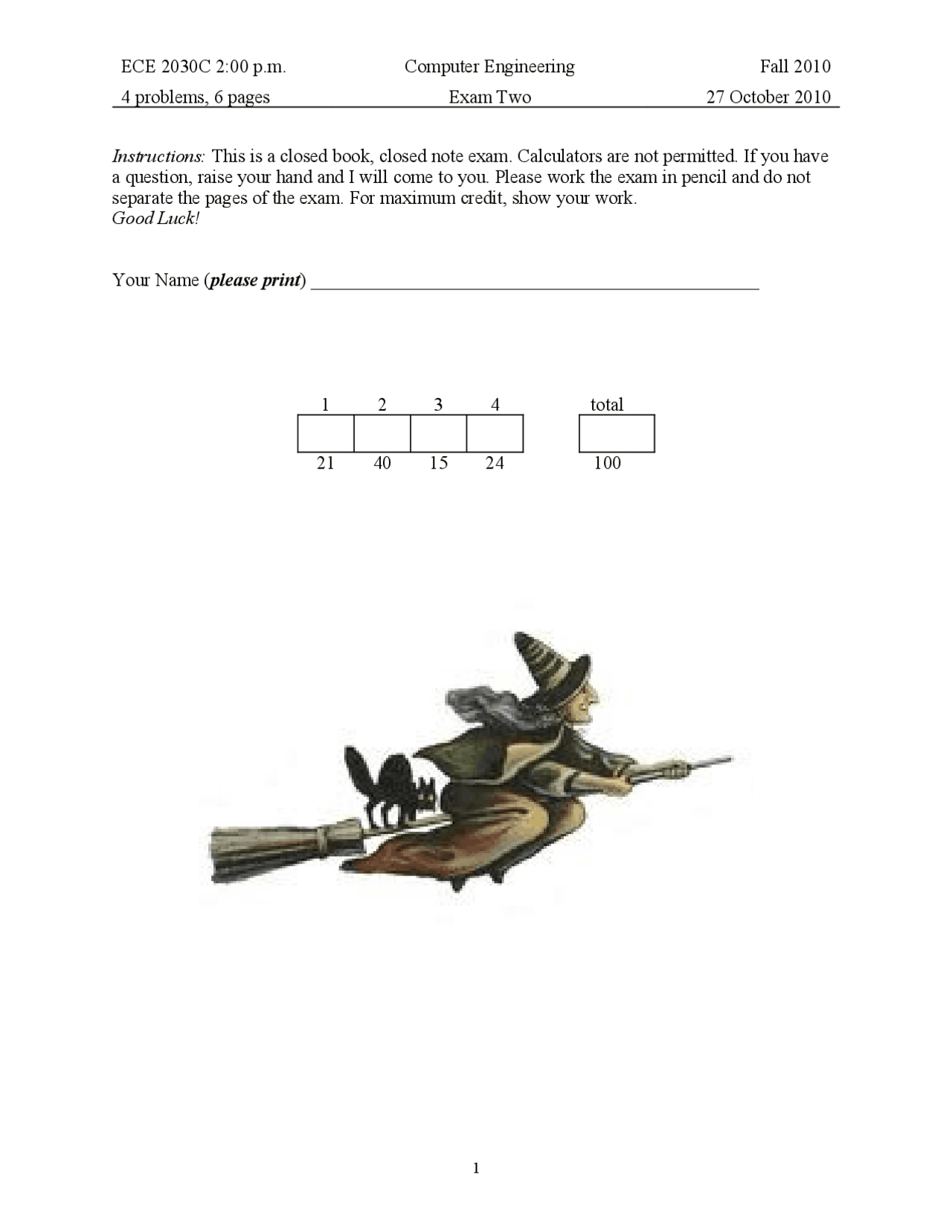 Transparent - Computer Engineering - Exam - Docsity