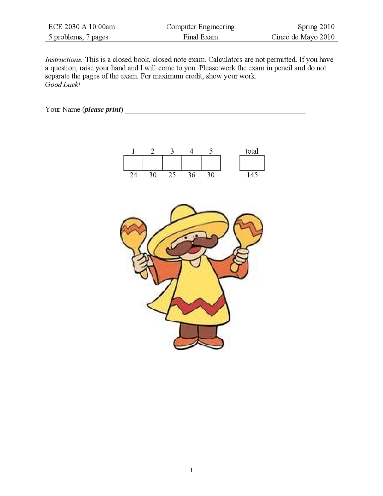 Label All Inputs Computer Engineering Exam Docsity