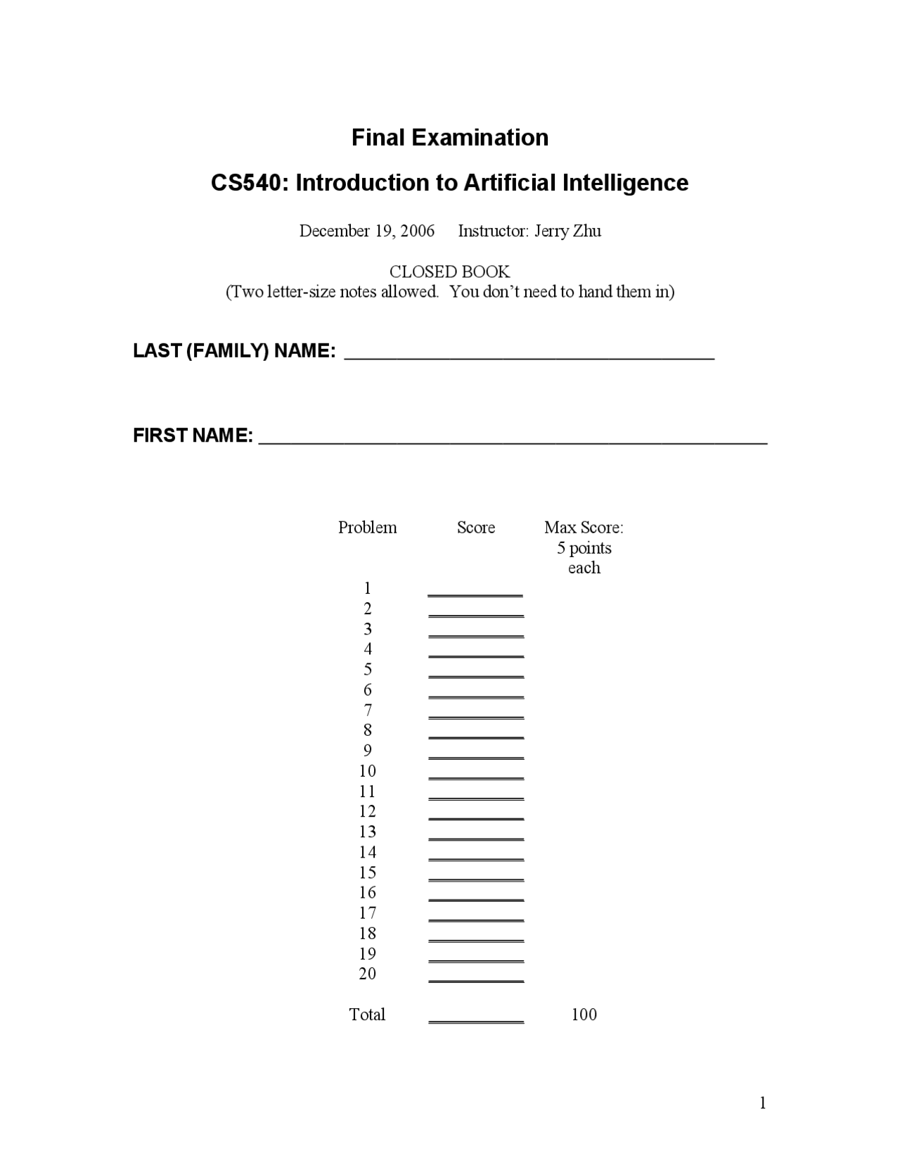 Optimization Artificial Intelligence Exam Docsity