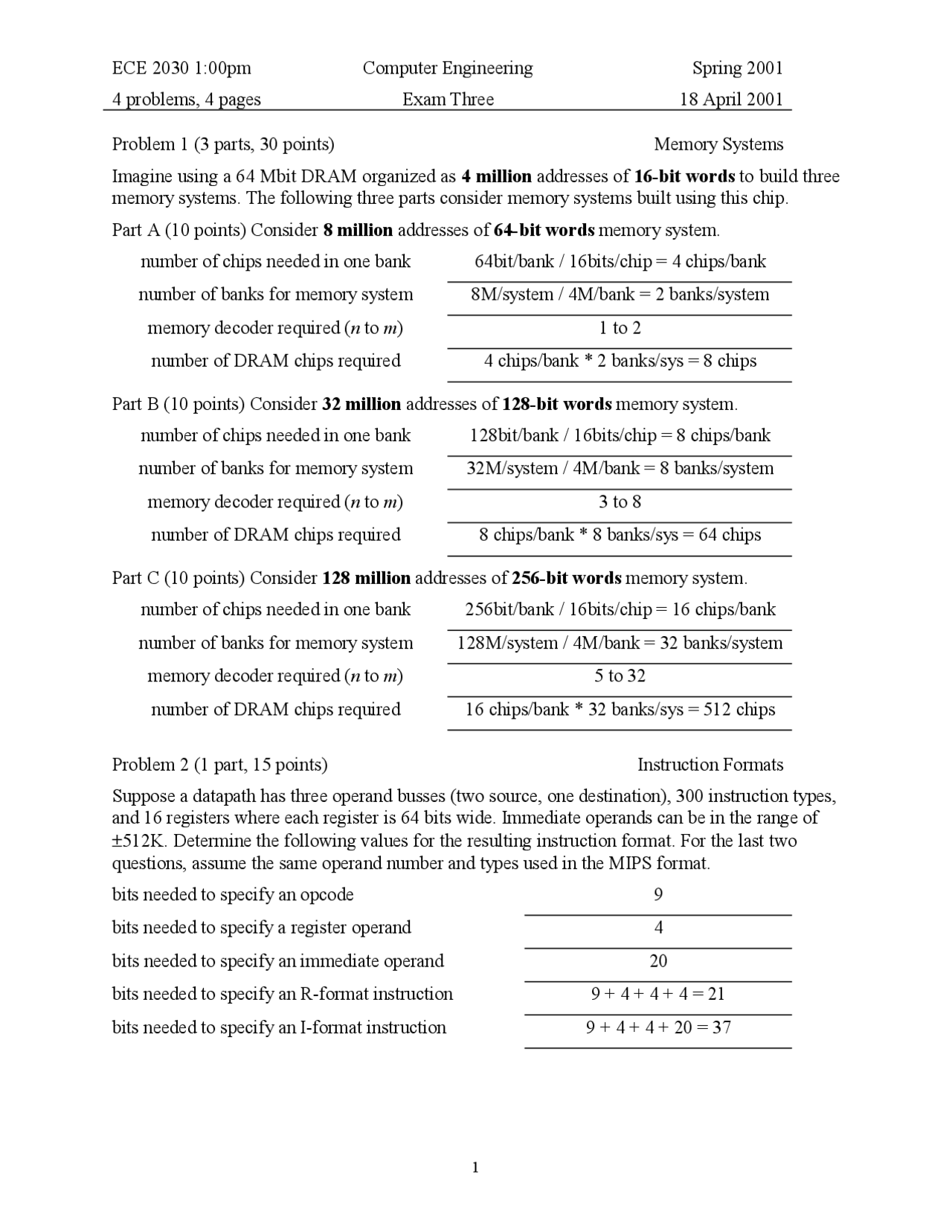 Format Instruction Computer Engineering Solved Exam Exams