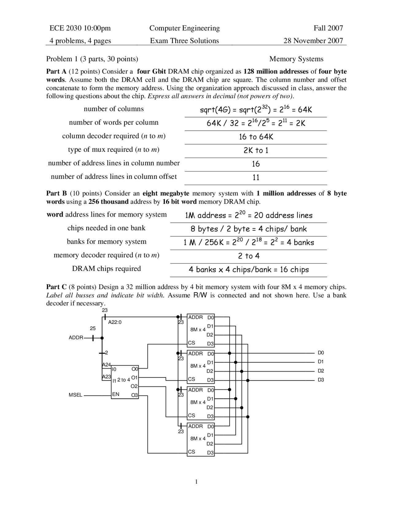 Logical Function Computer Engineering Solved Exam Docsity