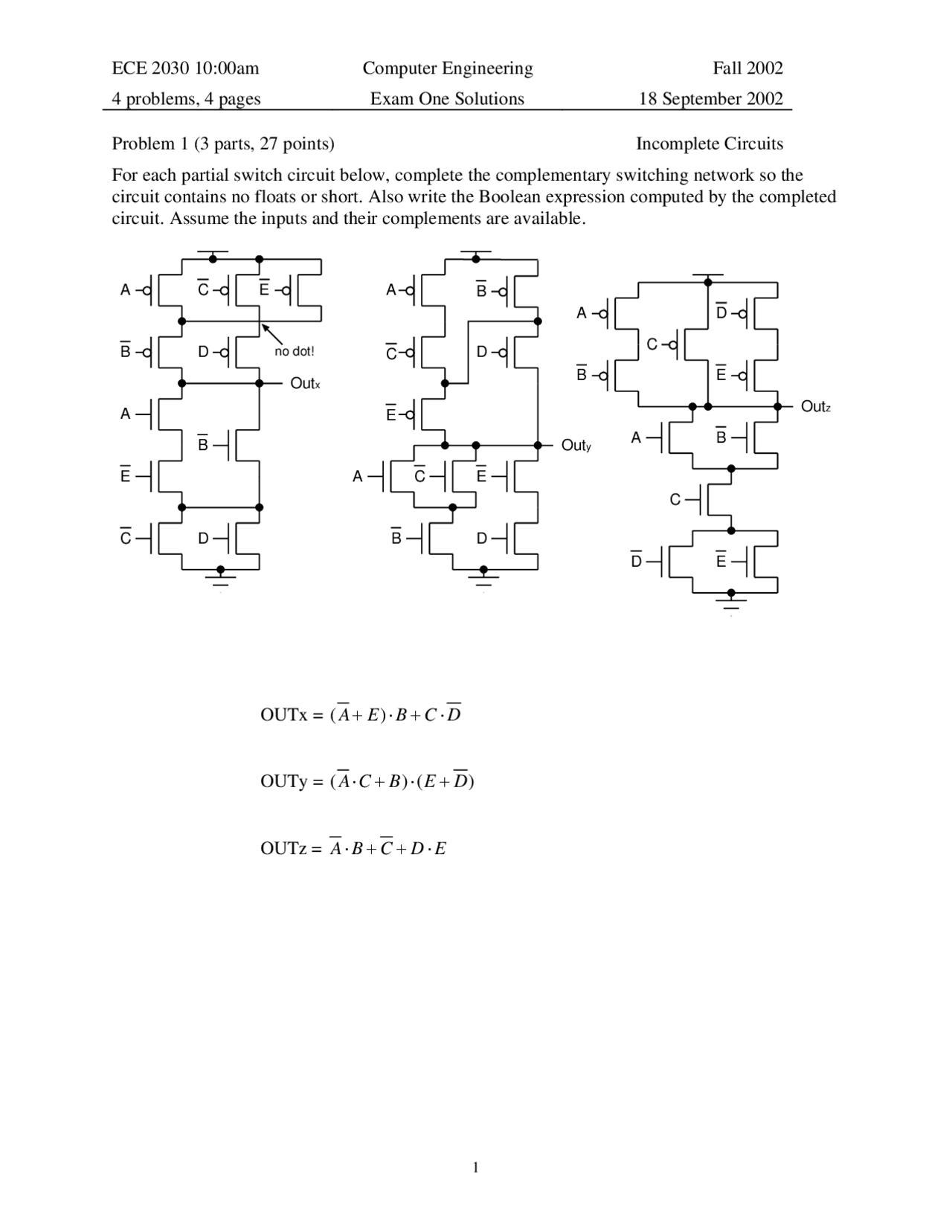 Gate Design - Computer Engineering - Solved Exam - Docsity