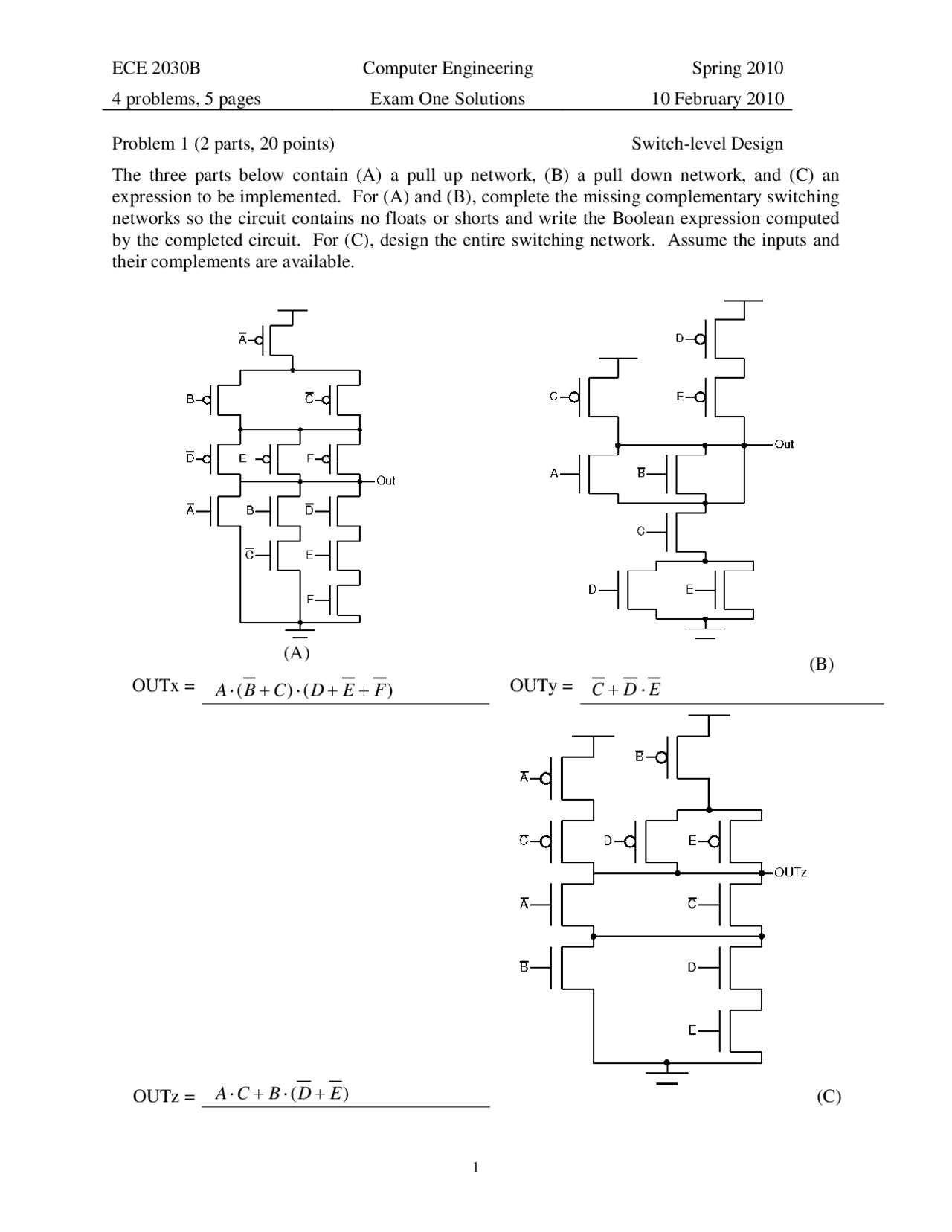 Reduce Gate - Computer Engineering - Solved Exam - Docsity