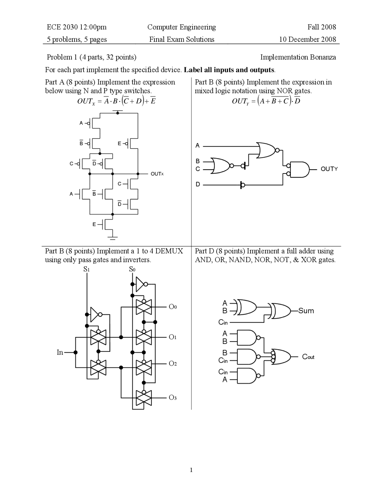 Elements - Computer Engineering - Solved Exam - Docsity