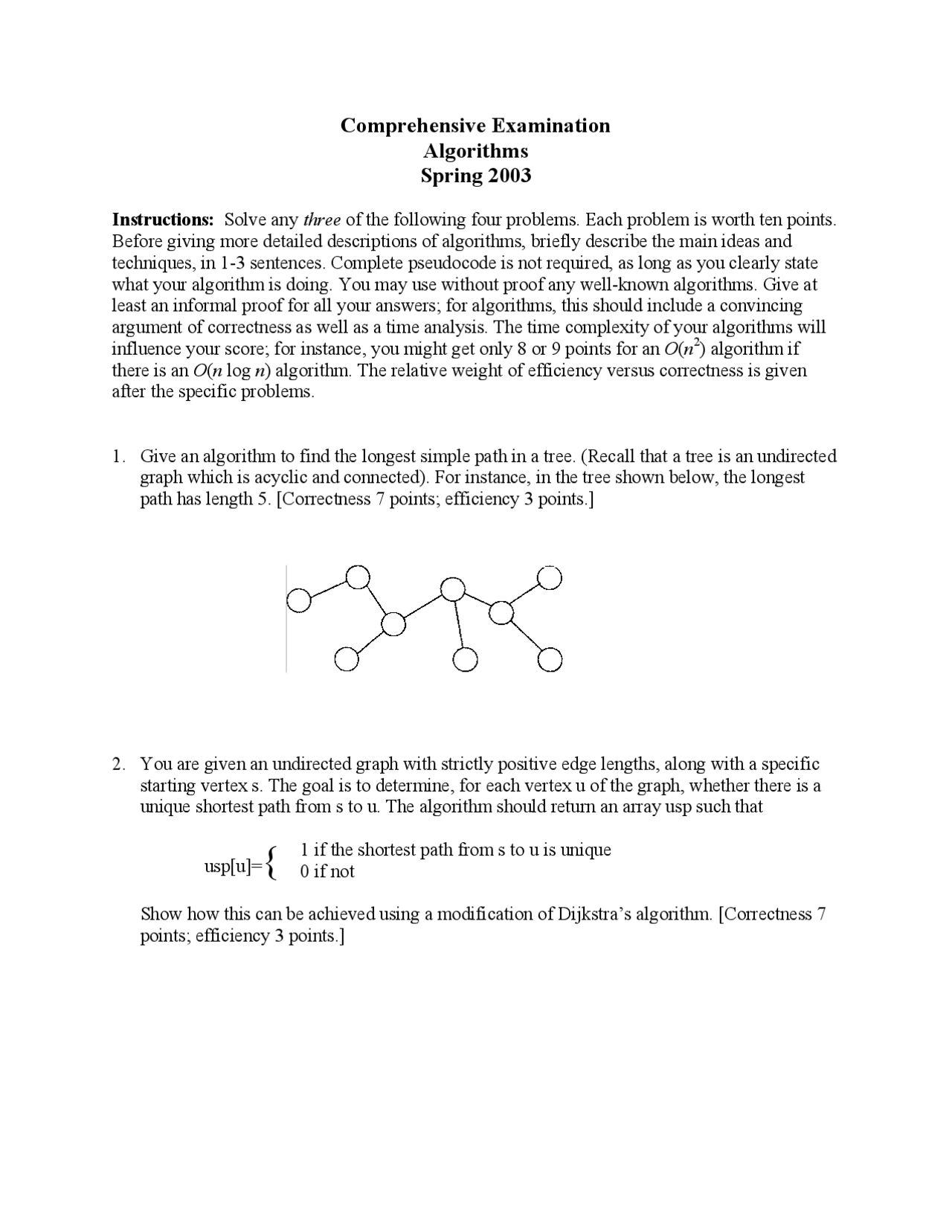 Partition the Sequence - Algorithms - Past Exam Paper - Docsity