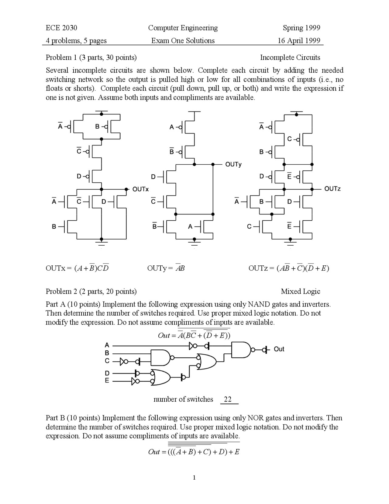 Behavior Described Computer Engineering Solved Exam Docsity