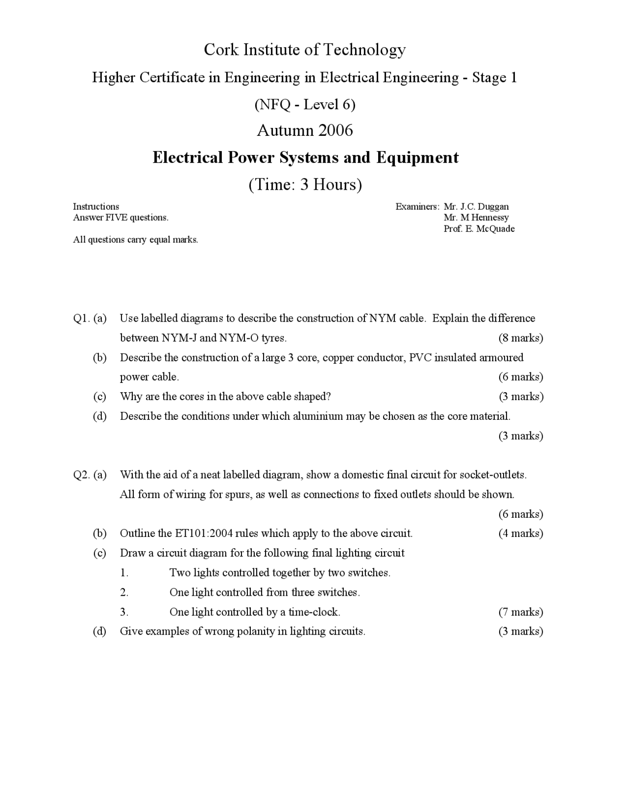 Low Voltage Circuits - Electrical Power Systems and Equipment - Exam ...