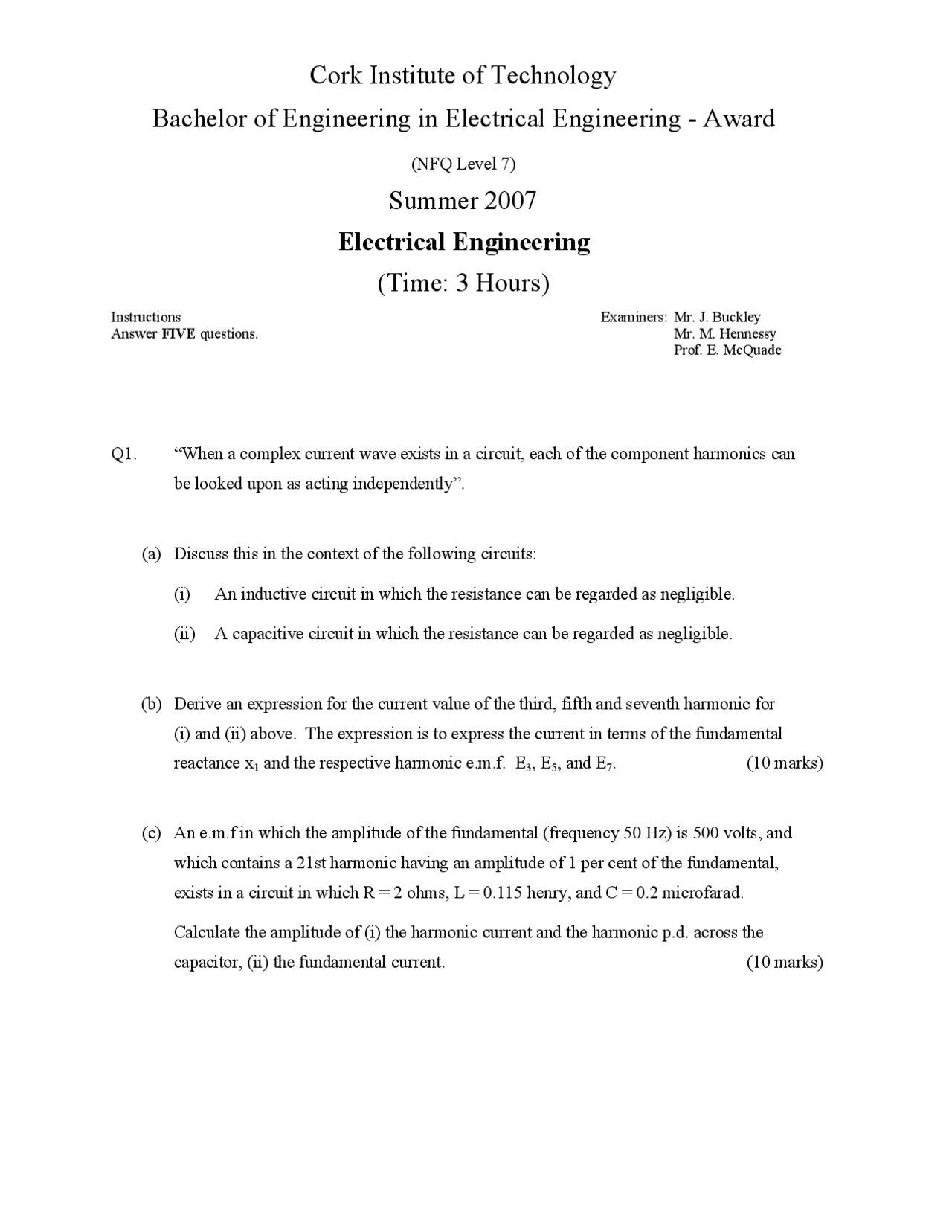 Amplitude - Electrical Engineering - Exam - Docsity