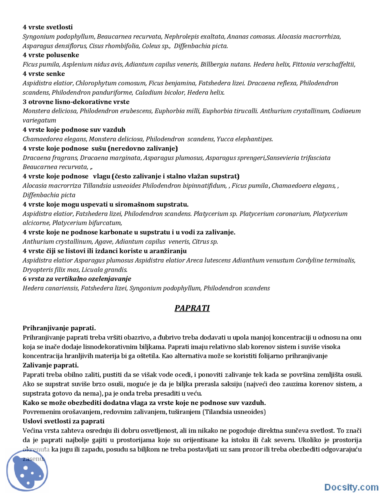 Cvećarstvo Skripta Šumarstvo Rezime Predlog Cvećarstvo Docsity