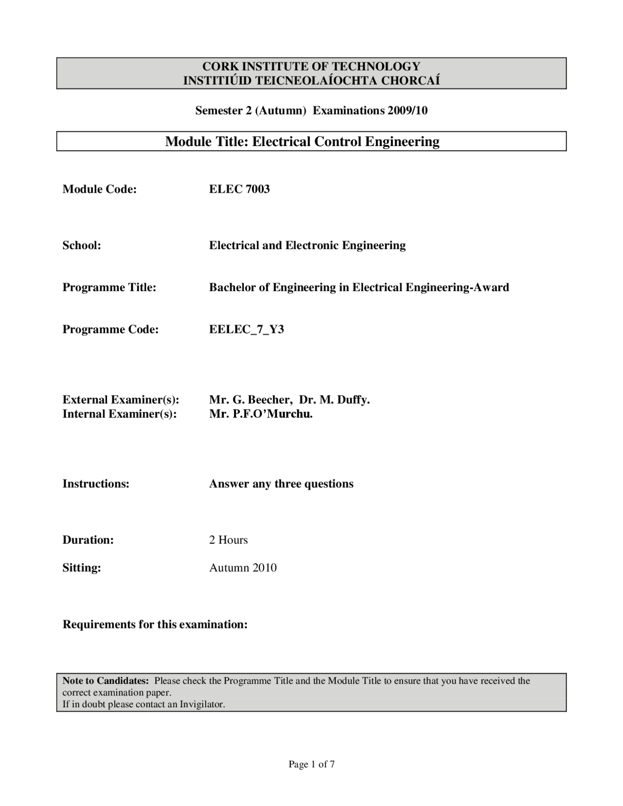 Complete System Transfer Electrical Control Engineering Exam Docsity