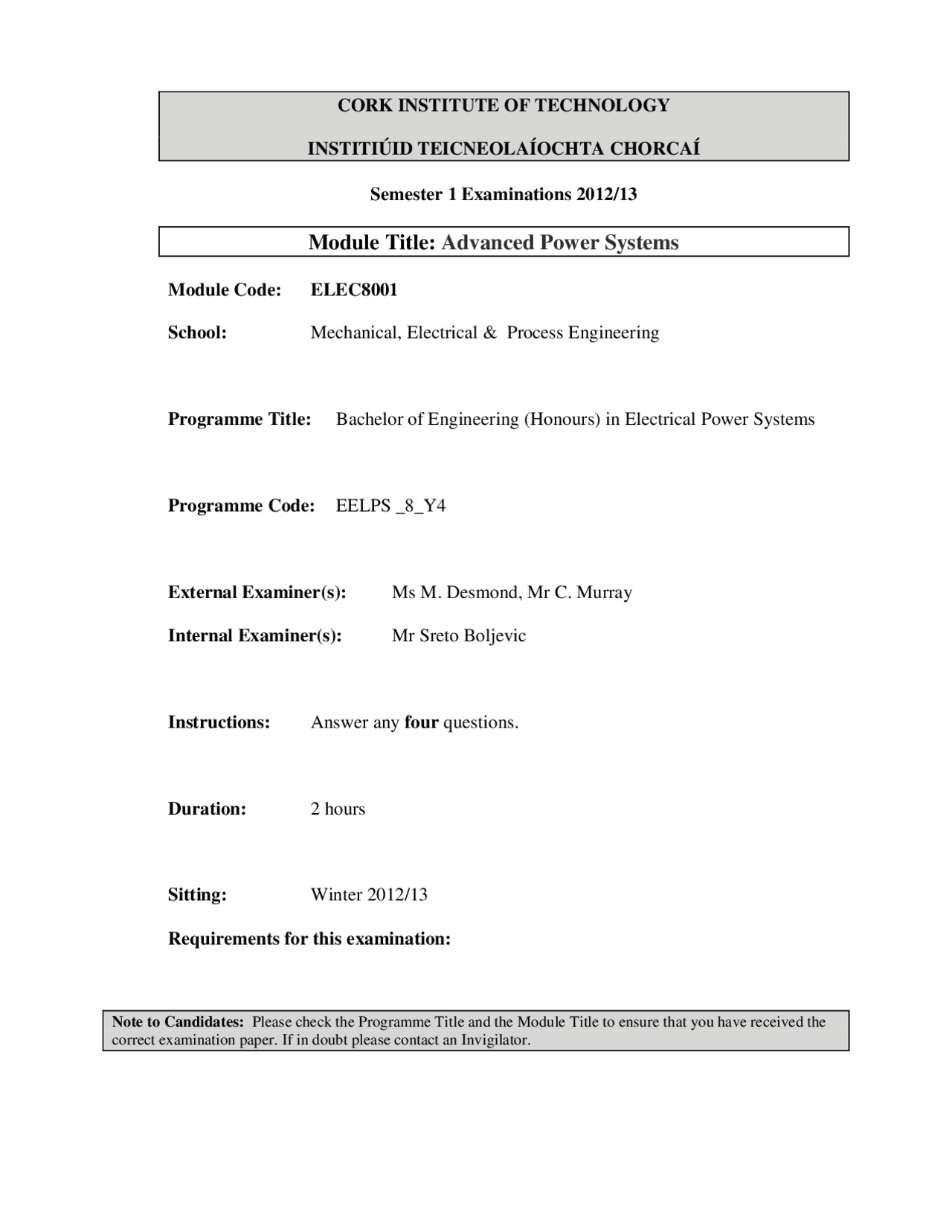 Neutral Current - Advance Power System - Exam - Docsity