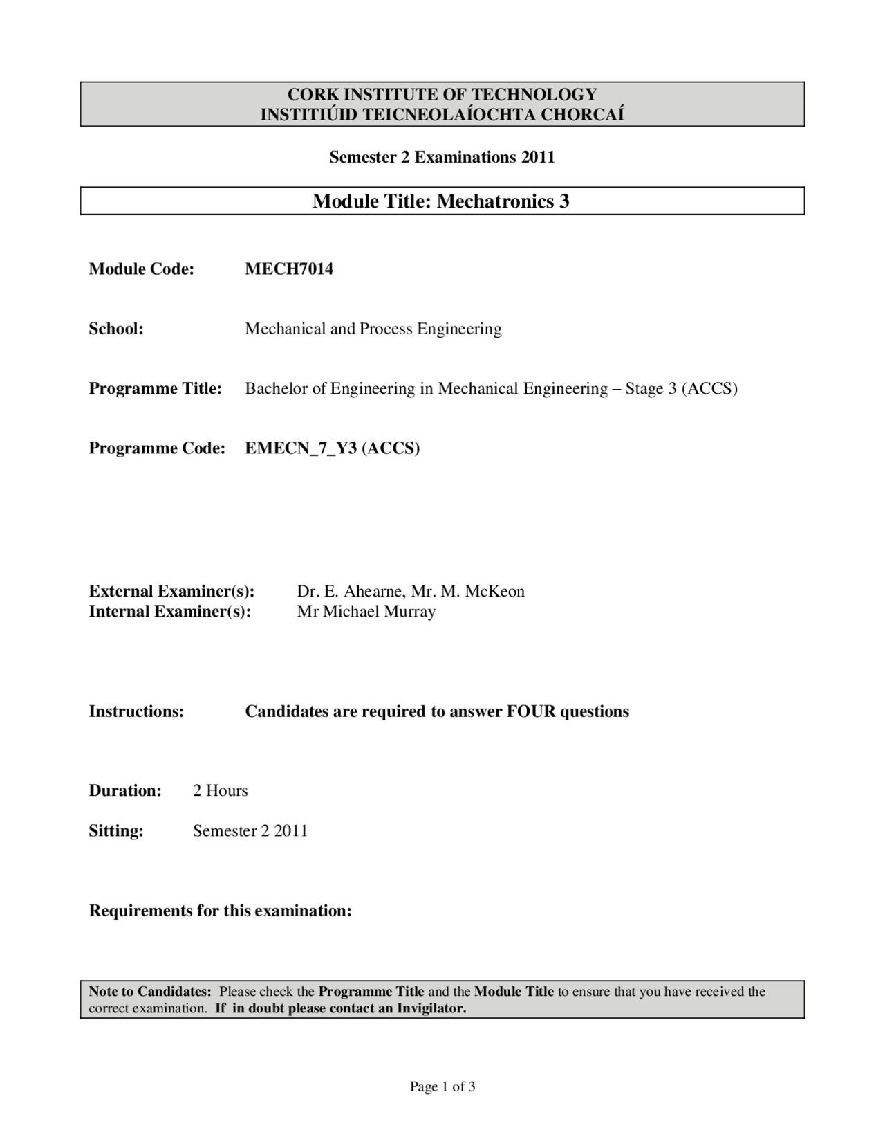 Ladder Diagram Mechatronics Exam Docsity