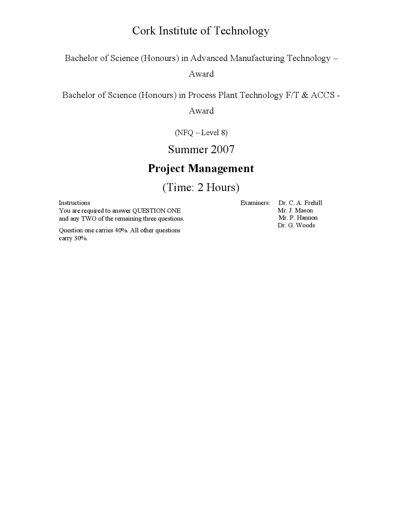 Activity on Node - Project Management - Exam - Docsity