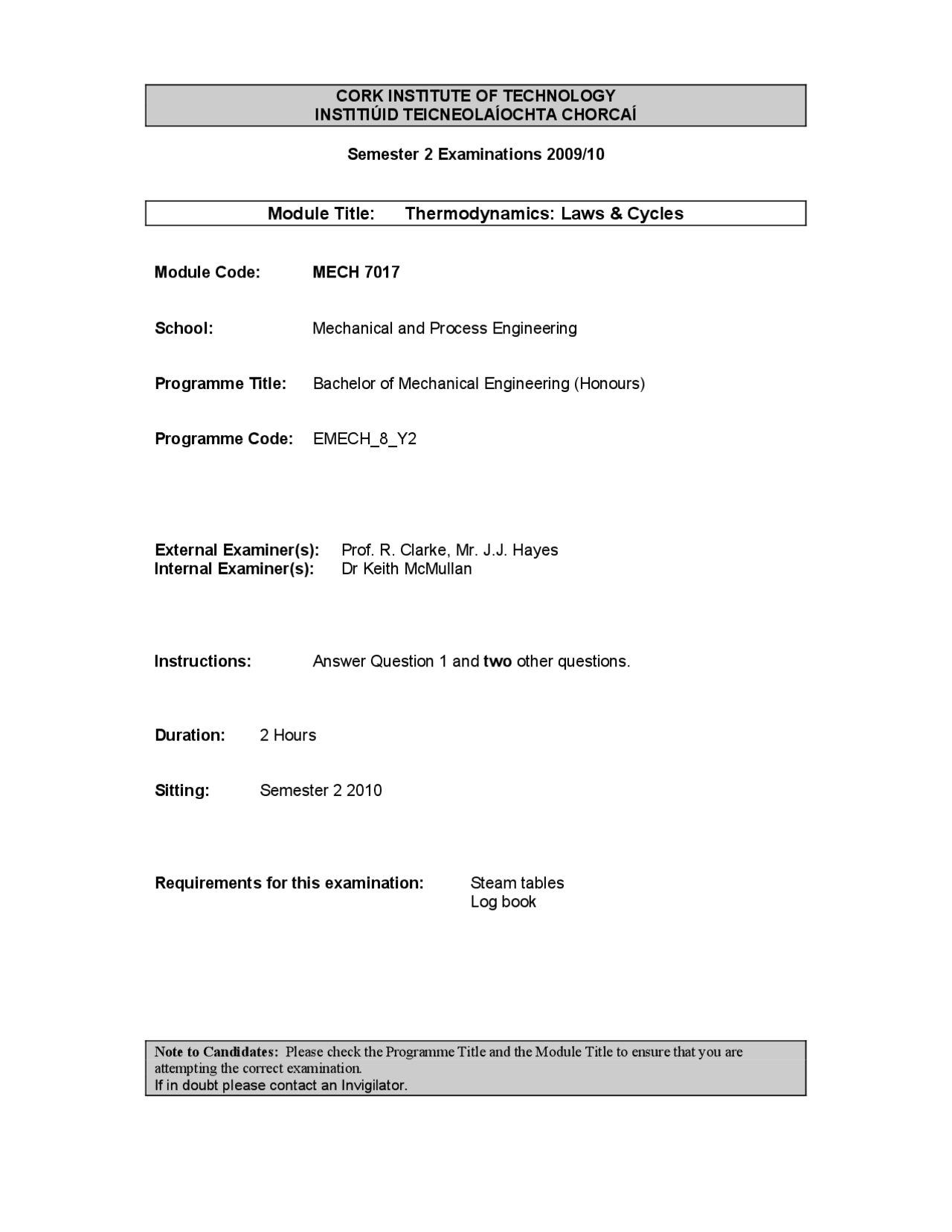 Specific Steam Consumption - Thermodynamics - Exam | Exams ...