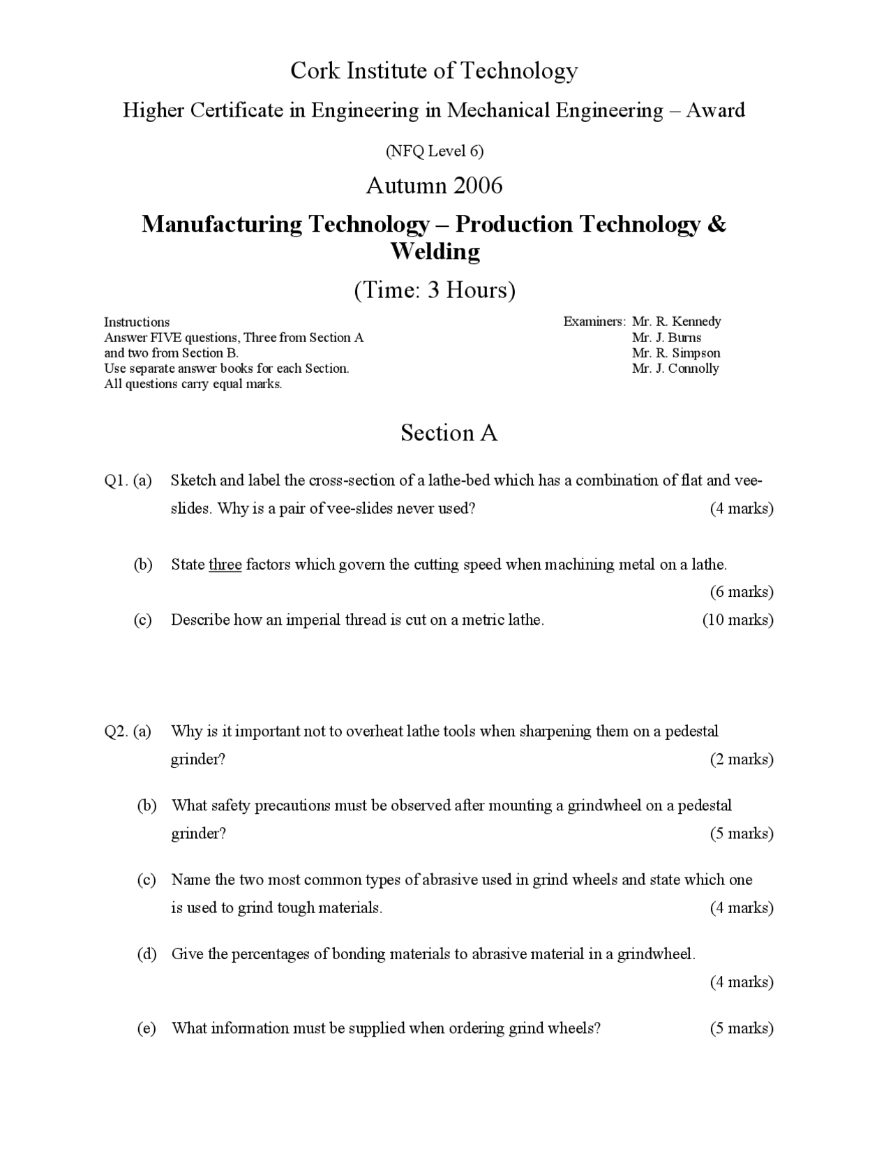 Higher Certificate in Mechanical Engineering - Manufacturing and ...