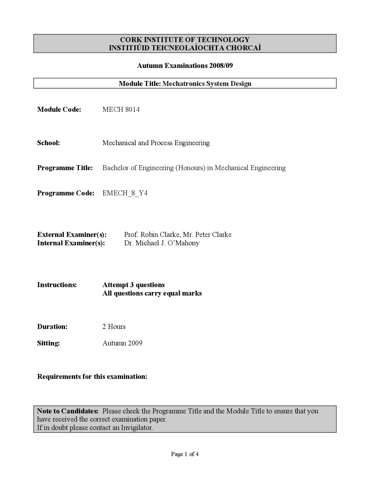 Sum Of Products Mechatronics Systems Design Exam Docsity