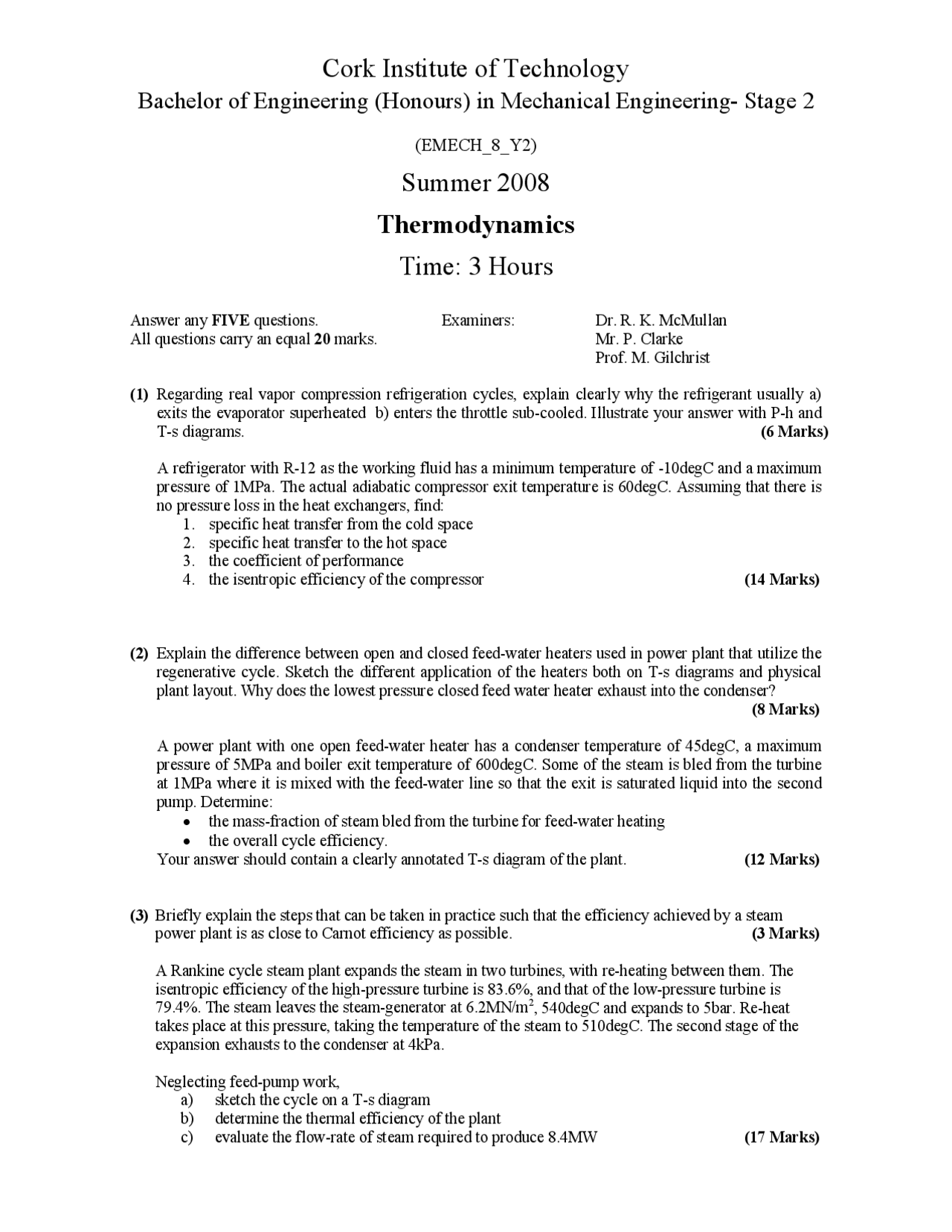 Internal Combustion Engine Thermodynamics Exam Docsity