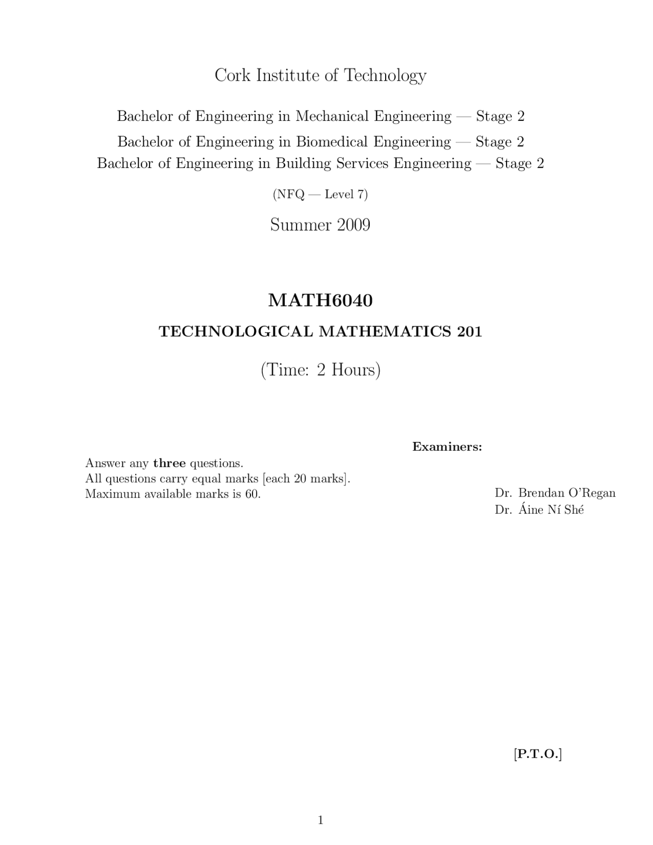 Unit Vector Technological Mathematics Exam Docsity