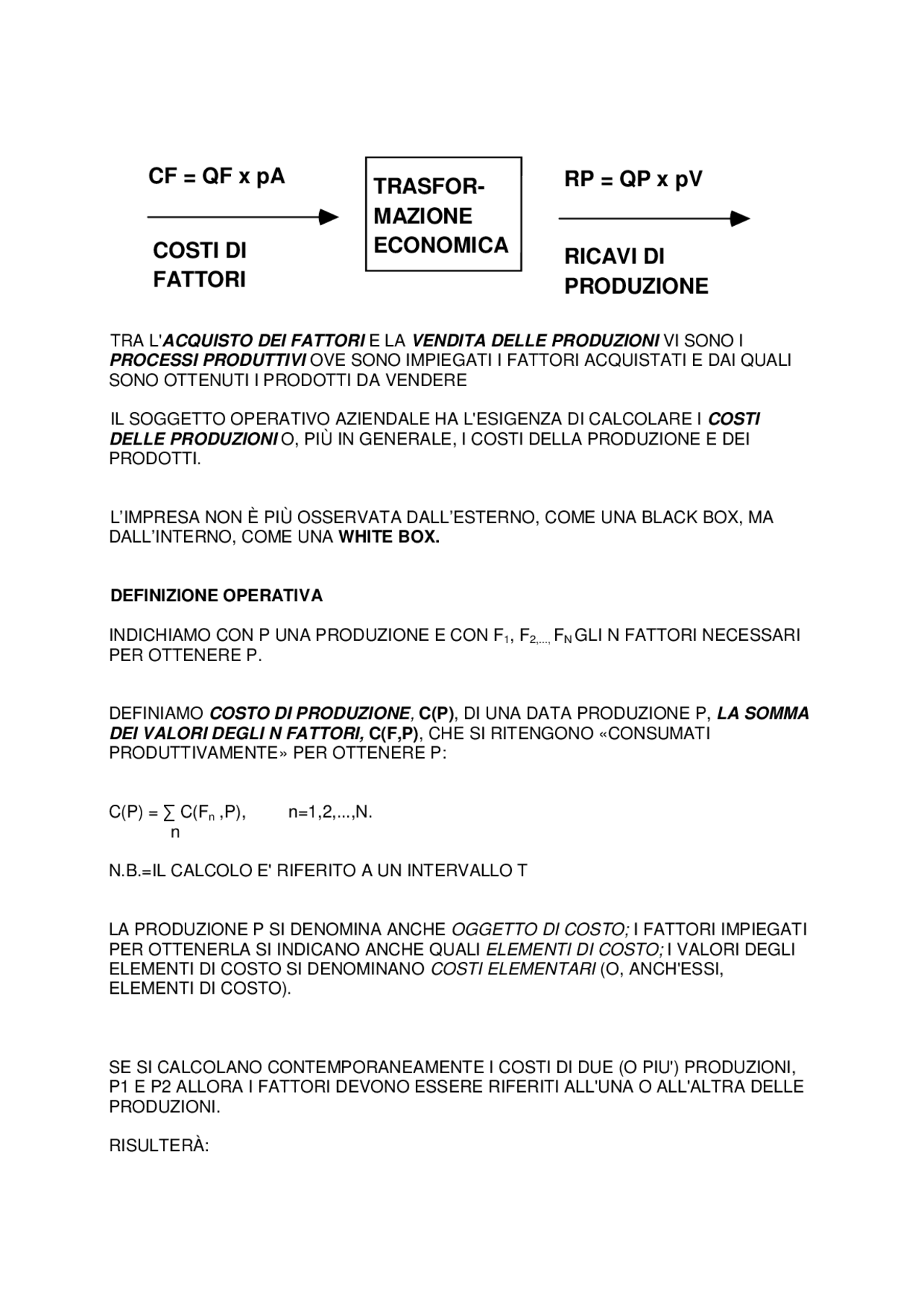 Costi E Ricavi Slides Economia Docsity