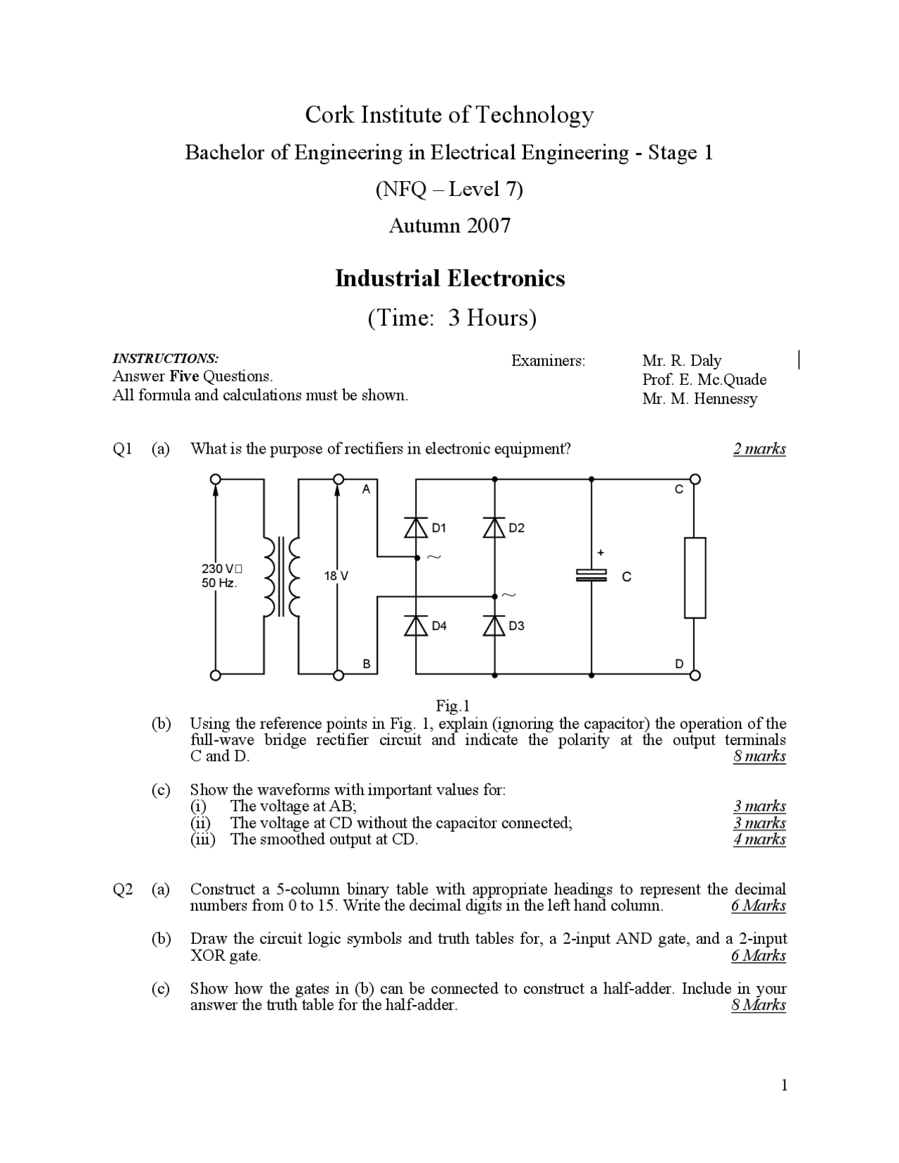 Base Current - Industrial Electronics - Past Exam Paper - Docsity
