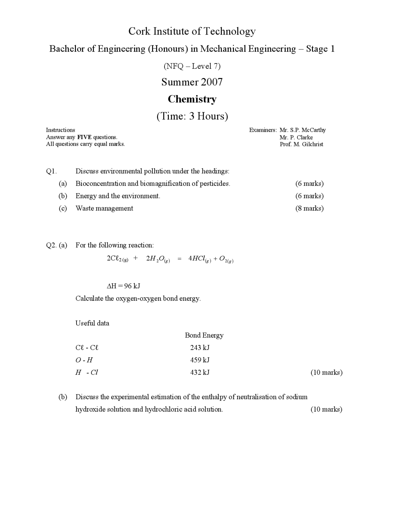 Buffer Solution Chemistry Exam Docsity
