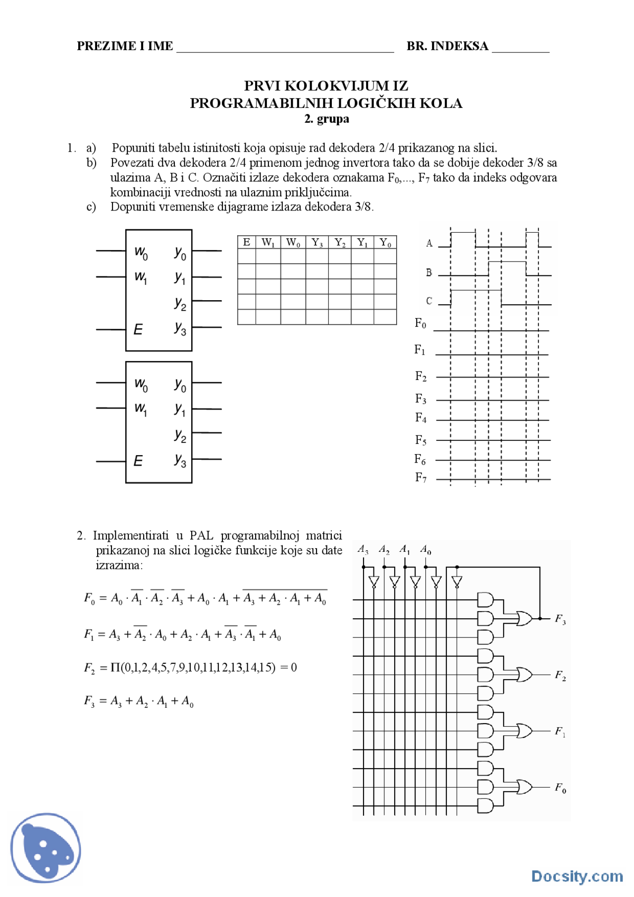 Kolokvijum-Ispit-Programabilna logicka kola-Elektrotehnika i ...