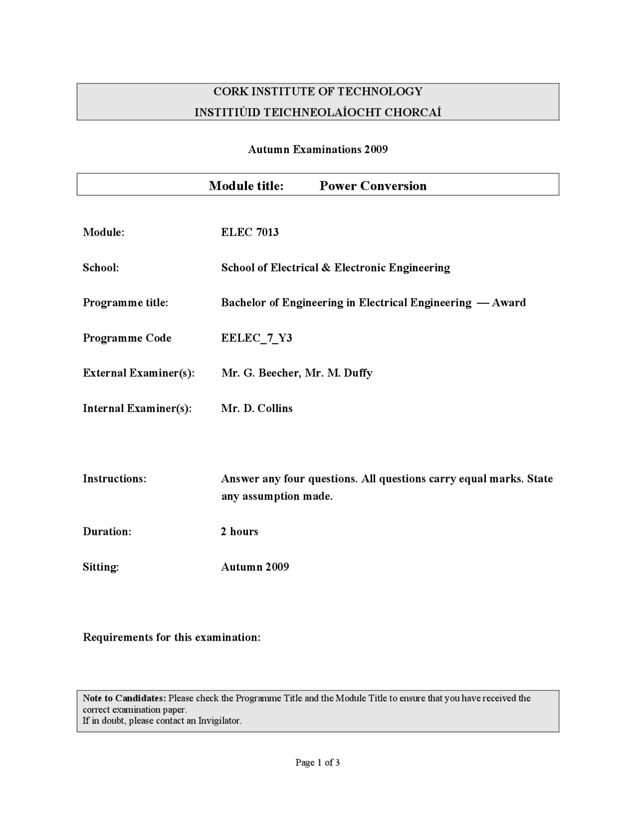 Actual Output Power Power Conversion Past Exam Paper Docsity