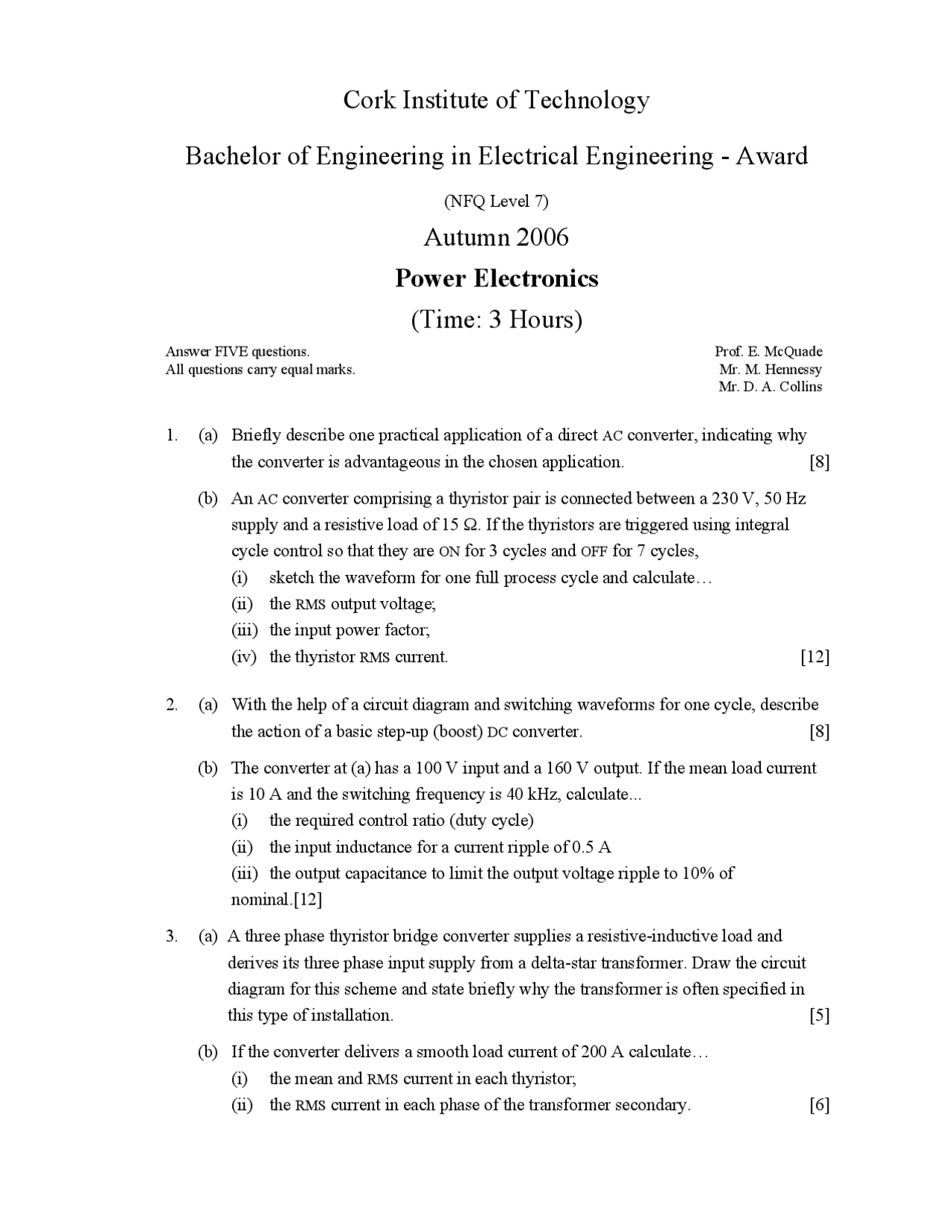 Reactive Power Power Electronics Past Exam Paper Docsity