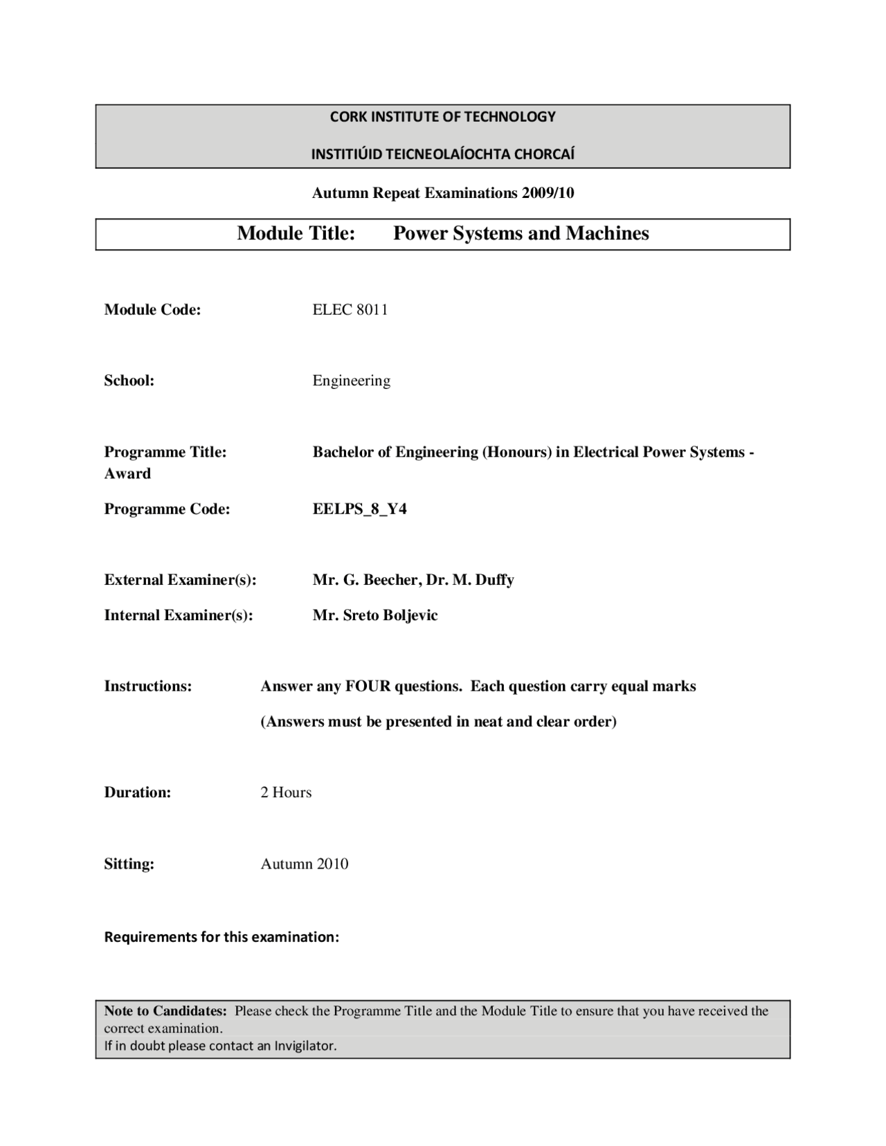 Power Factor Lagging Power System And Machines Past Exam Paper