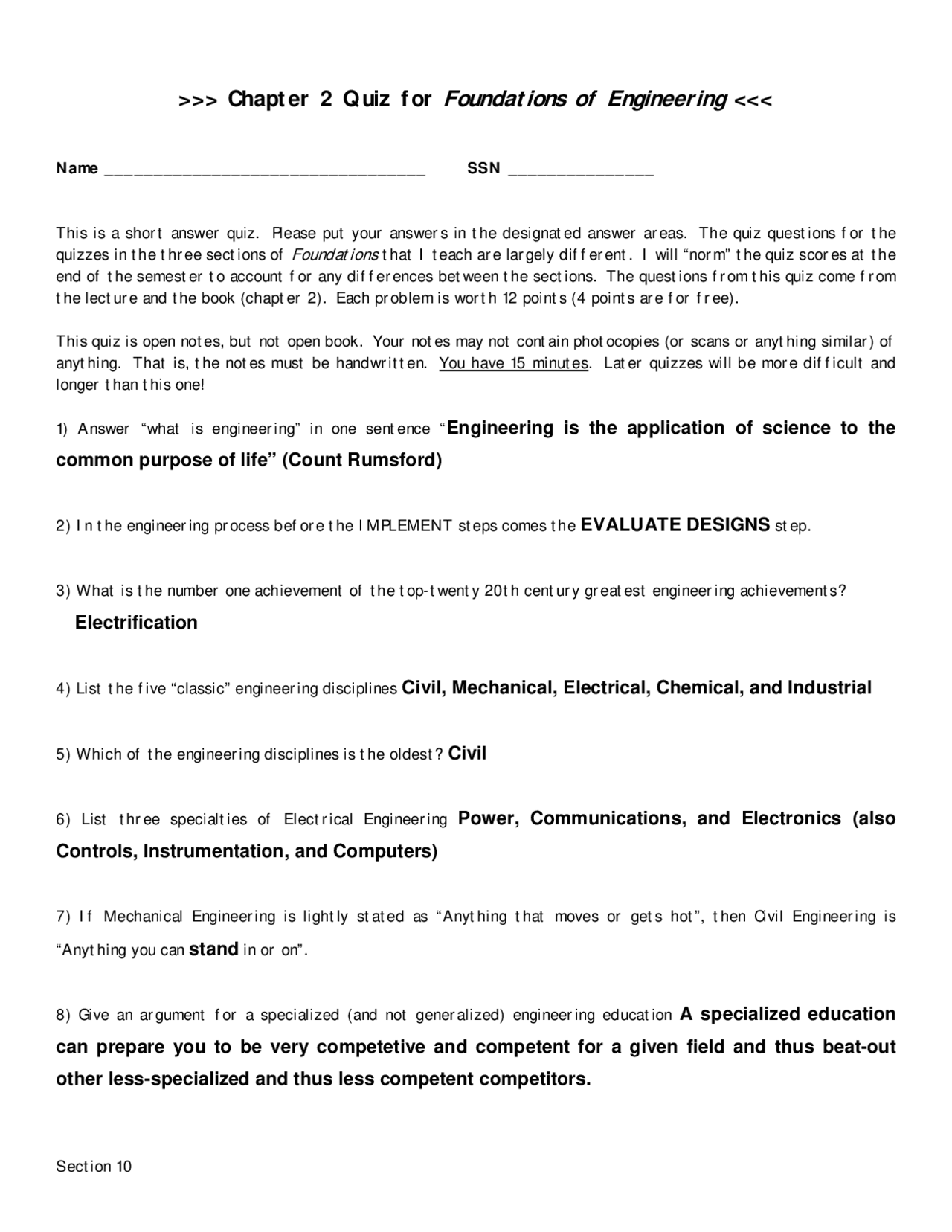 Instrumentation Foundations Of Engieering Solved Quiz Docsity