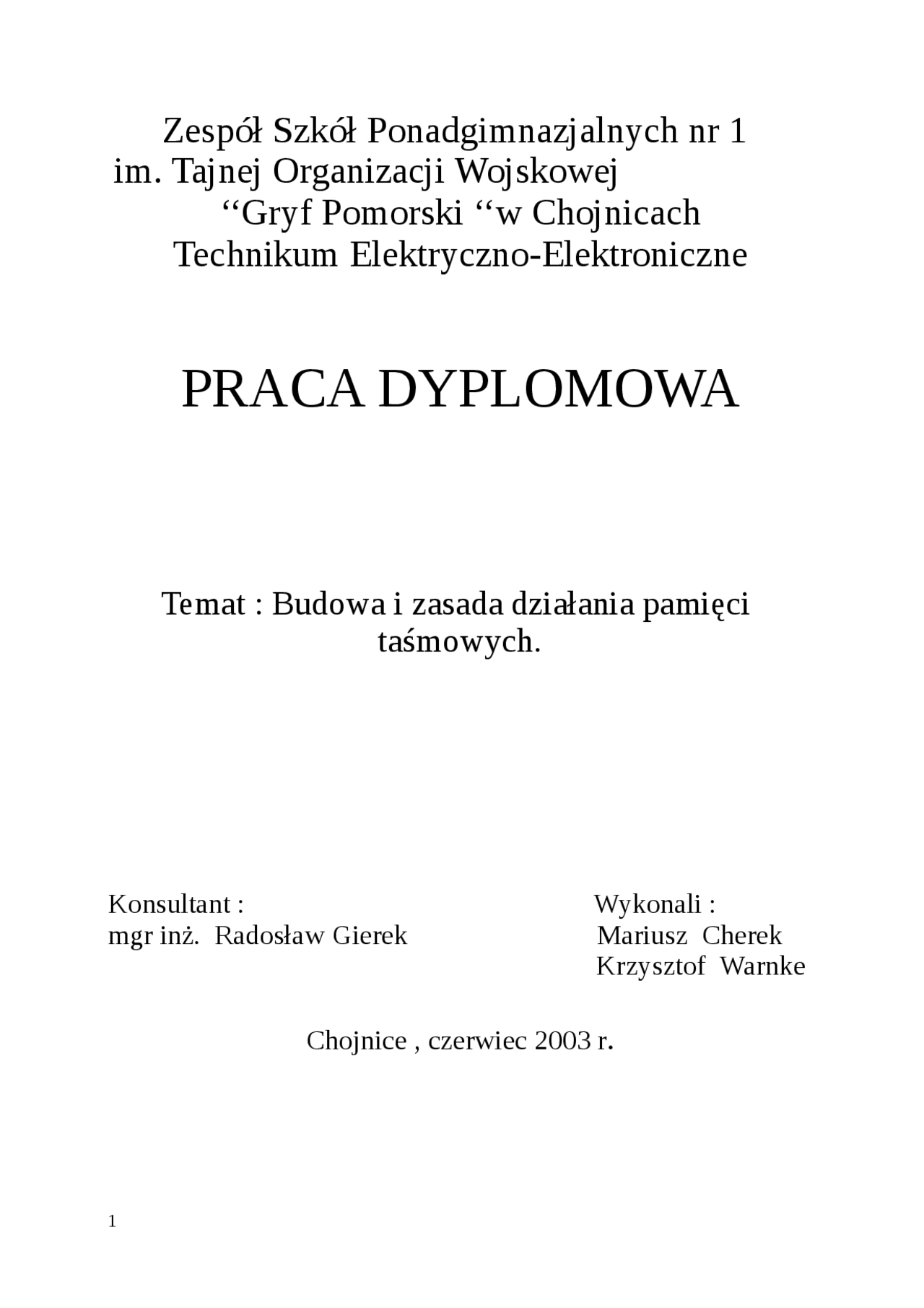 Pamięci Taśmowe Notatki Systemy I Sieci Docsity