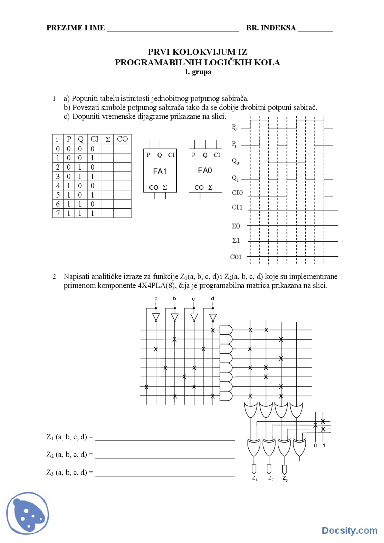 Kolokvijum-Ispit-Programabilna logicka kola-Elektrotehnika i ...