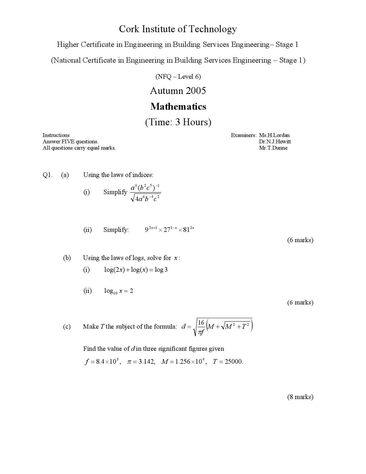 Positive Slope Mathematics Exam Docsity