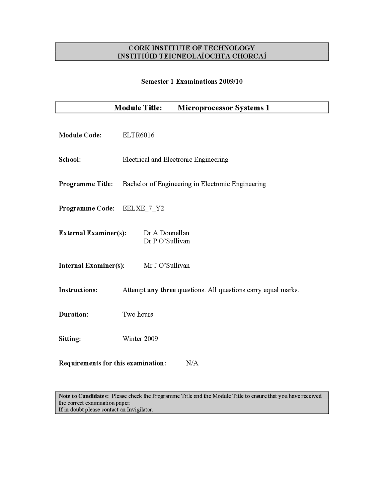Mpu Microprocessor Systems Exam Docsity