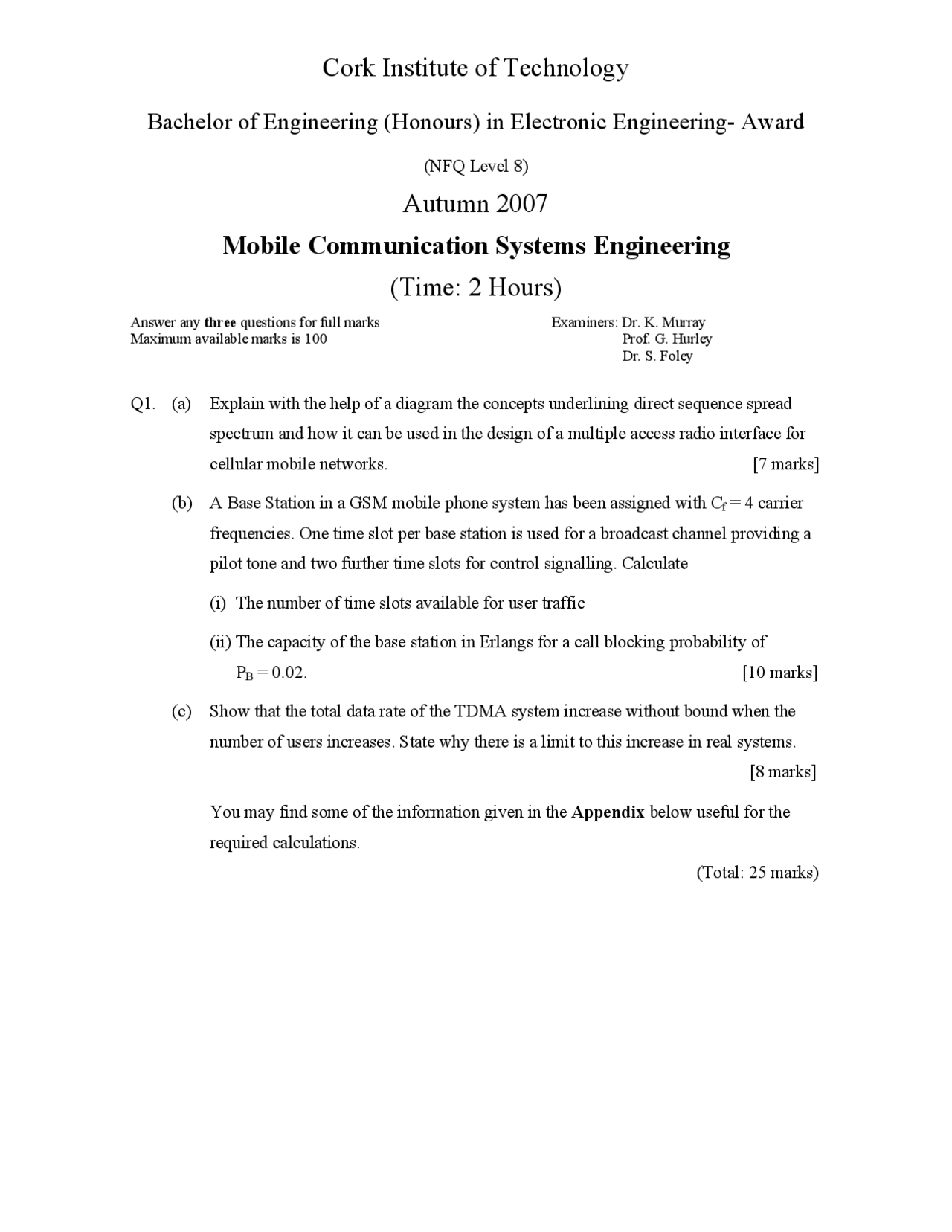 TDMA System - Mobile Communication Systems Engineering - Exam | Exams Data Communication Systems ...