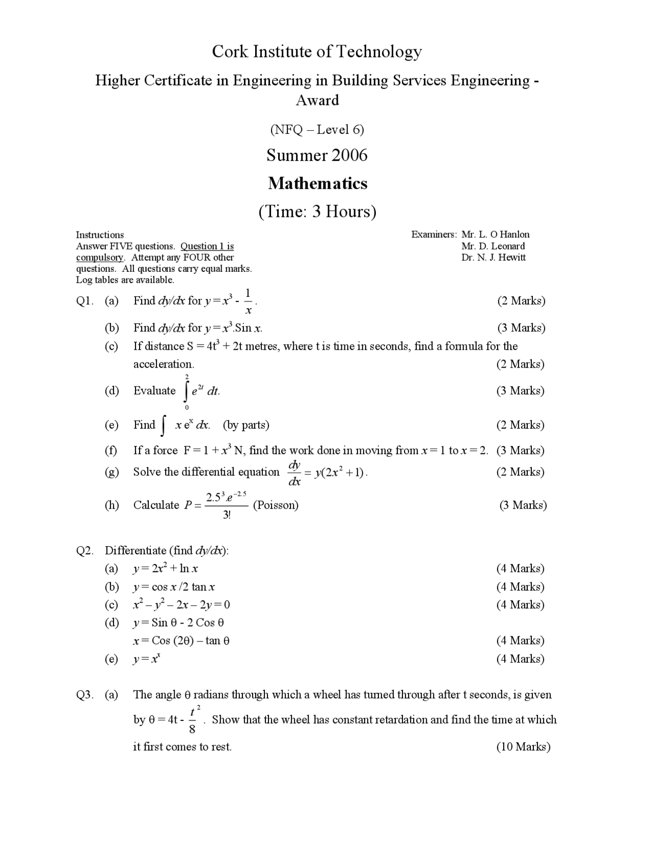 Manufacturing Process - Mathematics - Exam - Docsity