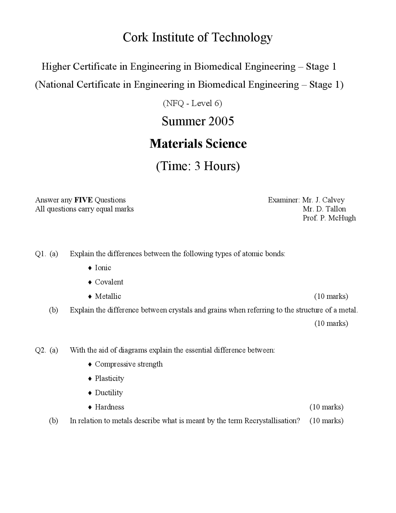 Equipment Used Material Science Exam Docsity