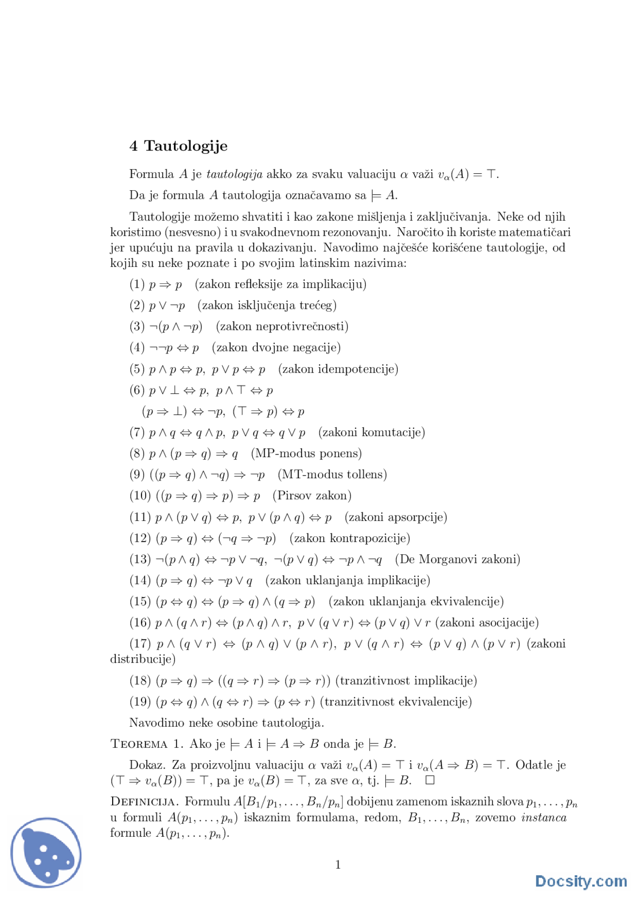 Tautologije Beleske Teorijske Osnove Informatike 1 Informatika