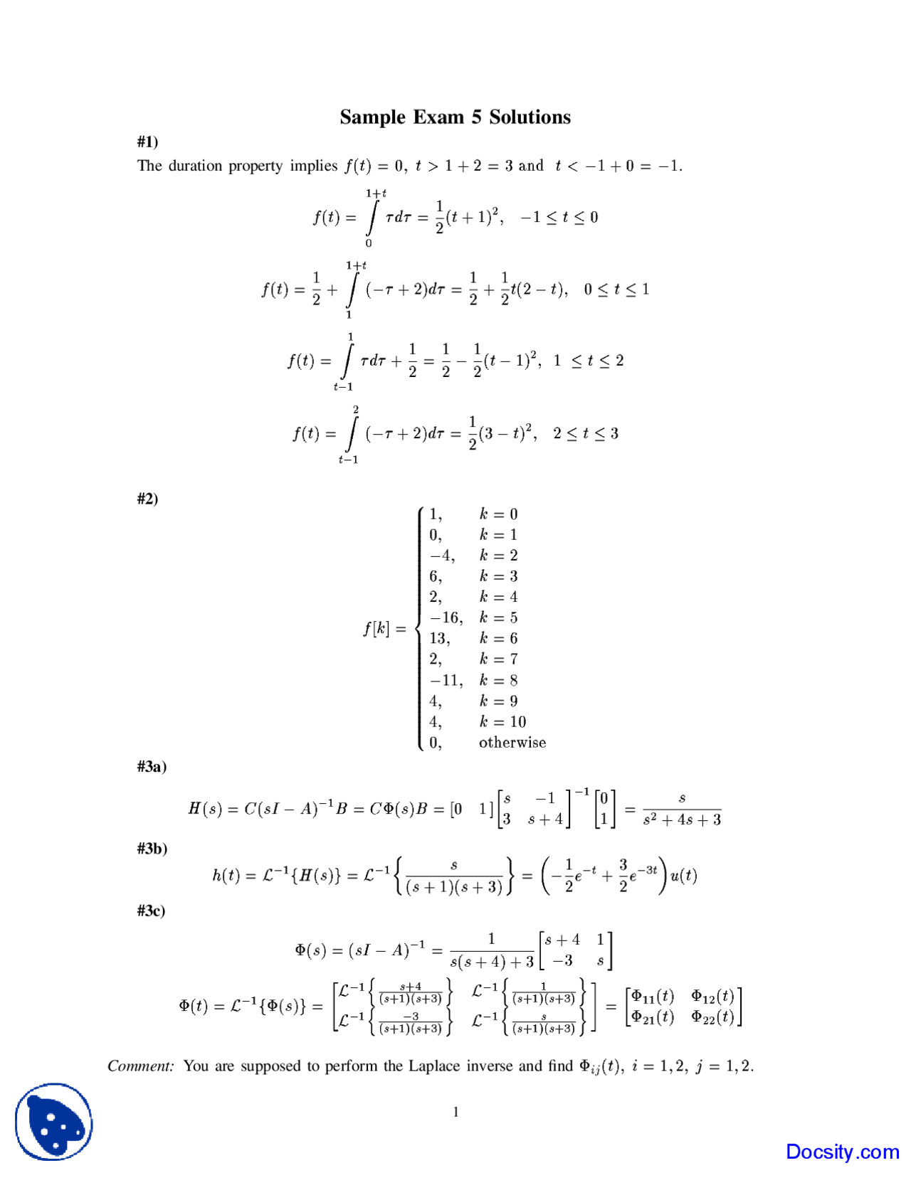 Duration Property Linear Dynamic Systems And Signals Solved Exam